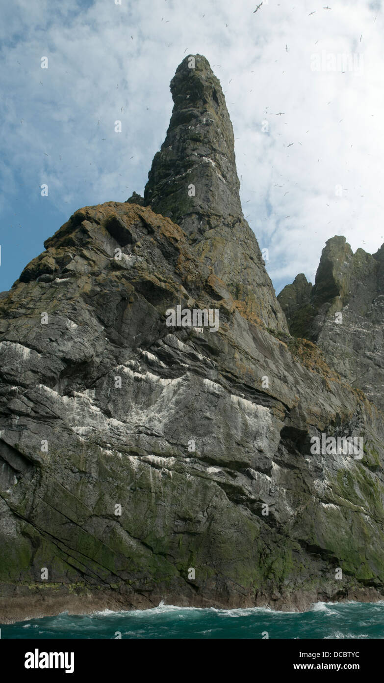 Rock pinnacle and cliffs on the island of Boreray, St Kilda archipelago ...