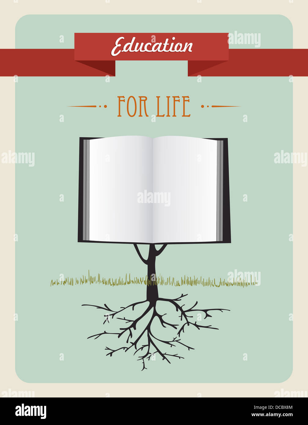 Vintage education open book tree illustration. Vector file layered for ...