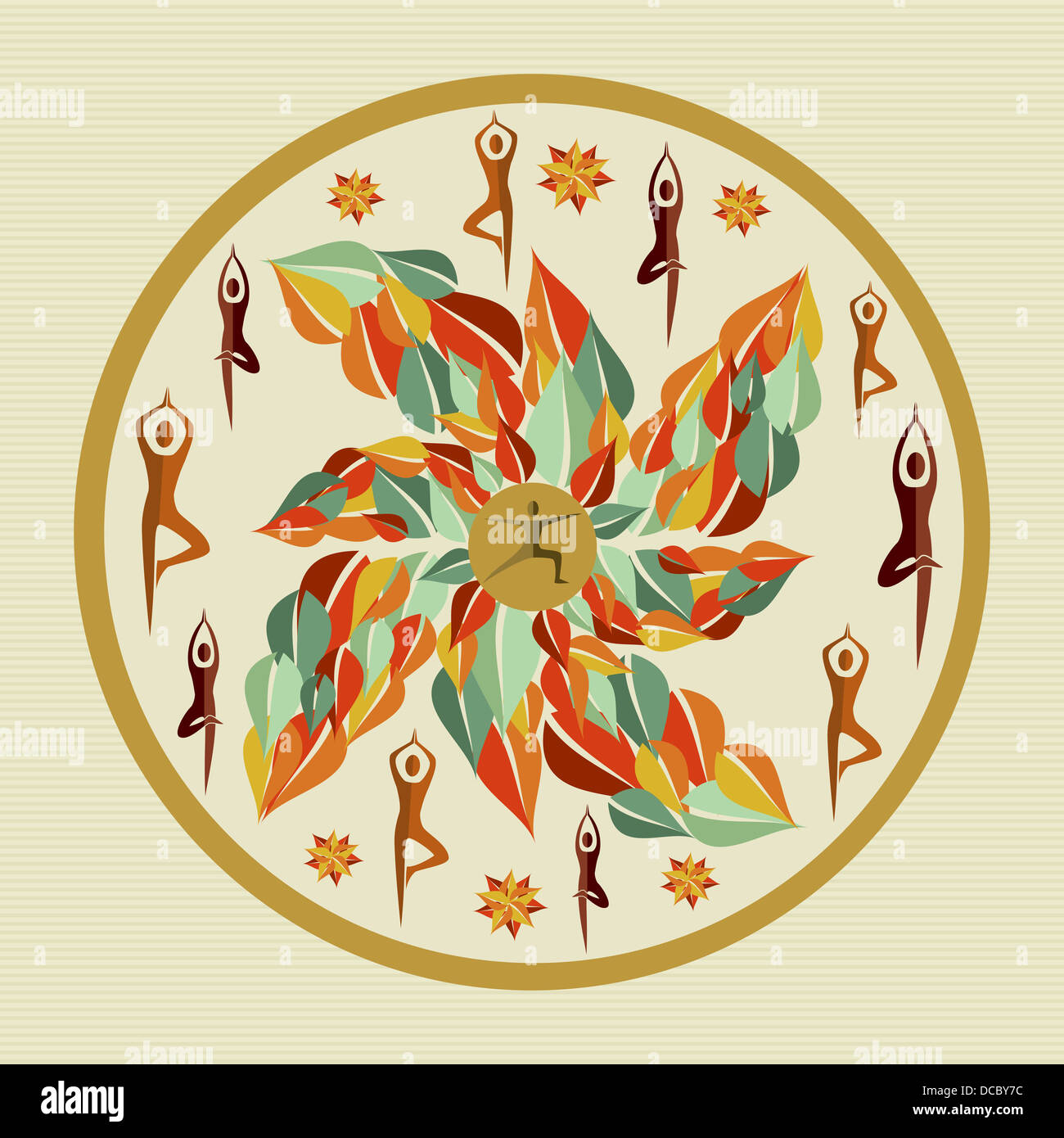 Circle leaf human mandala illustration. Vector file layered for easy ...