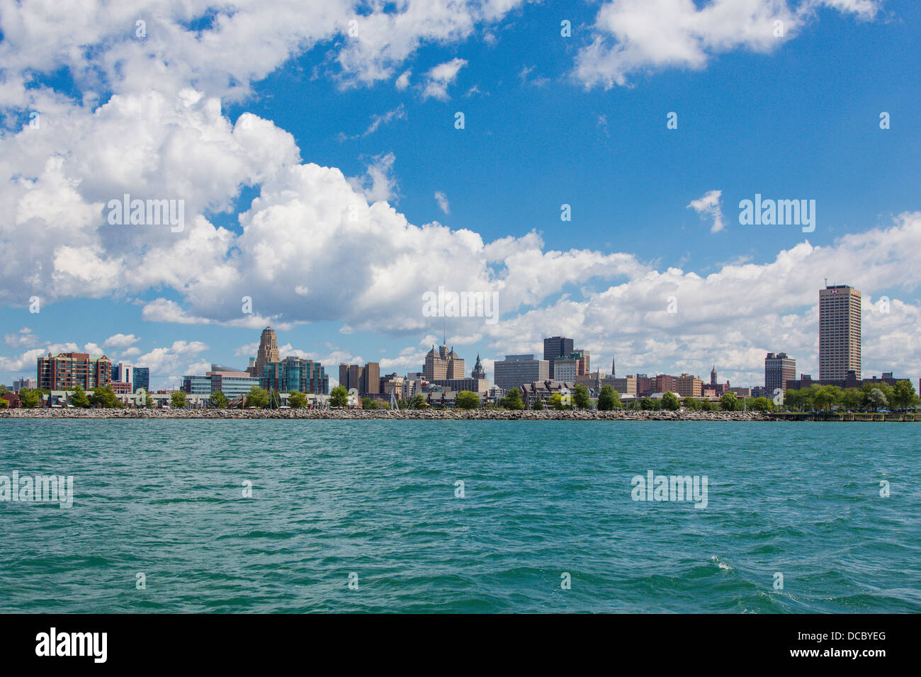 Lake Erie and the skyline of Buffalo New York United States Stock Photo ...