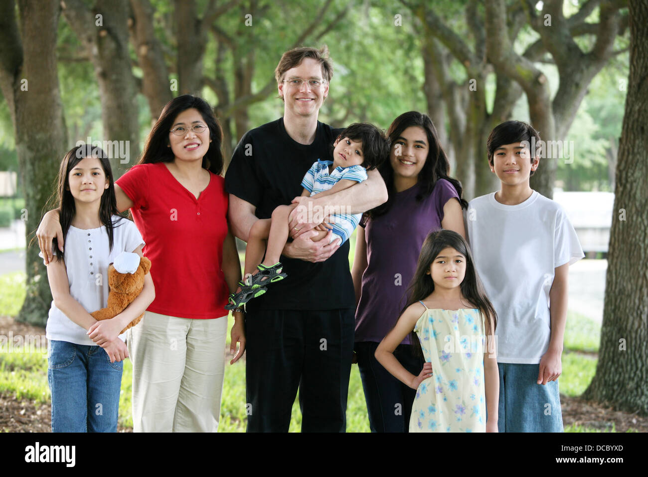 Large multiracial family of seven Stock Photo - Alamy