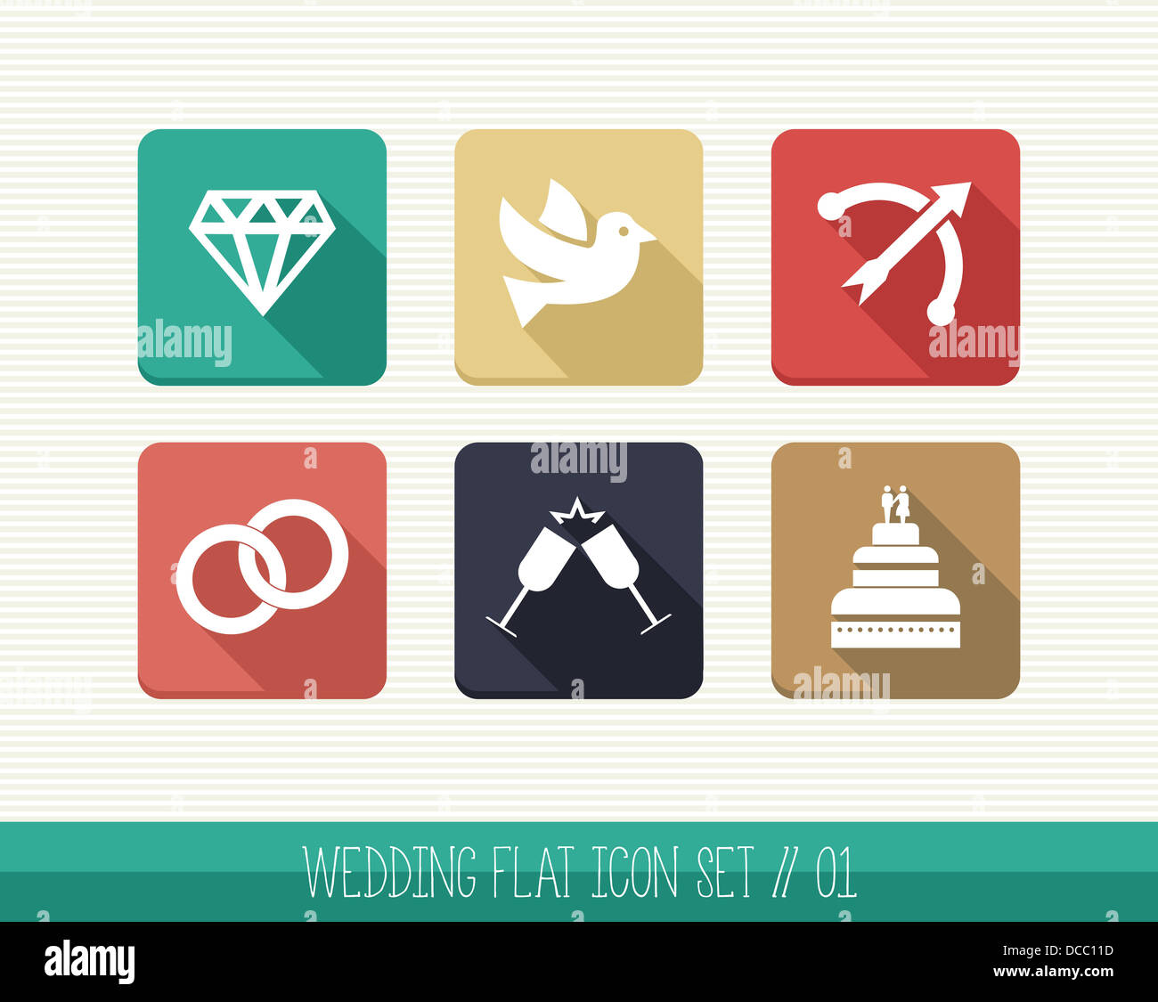 Wedding flat icon set, celebration relationship ceremony details web ...