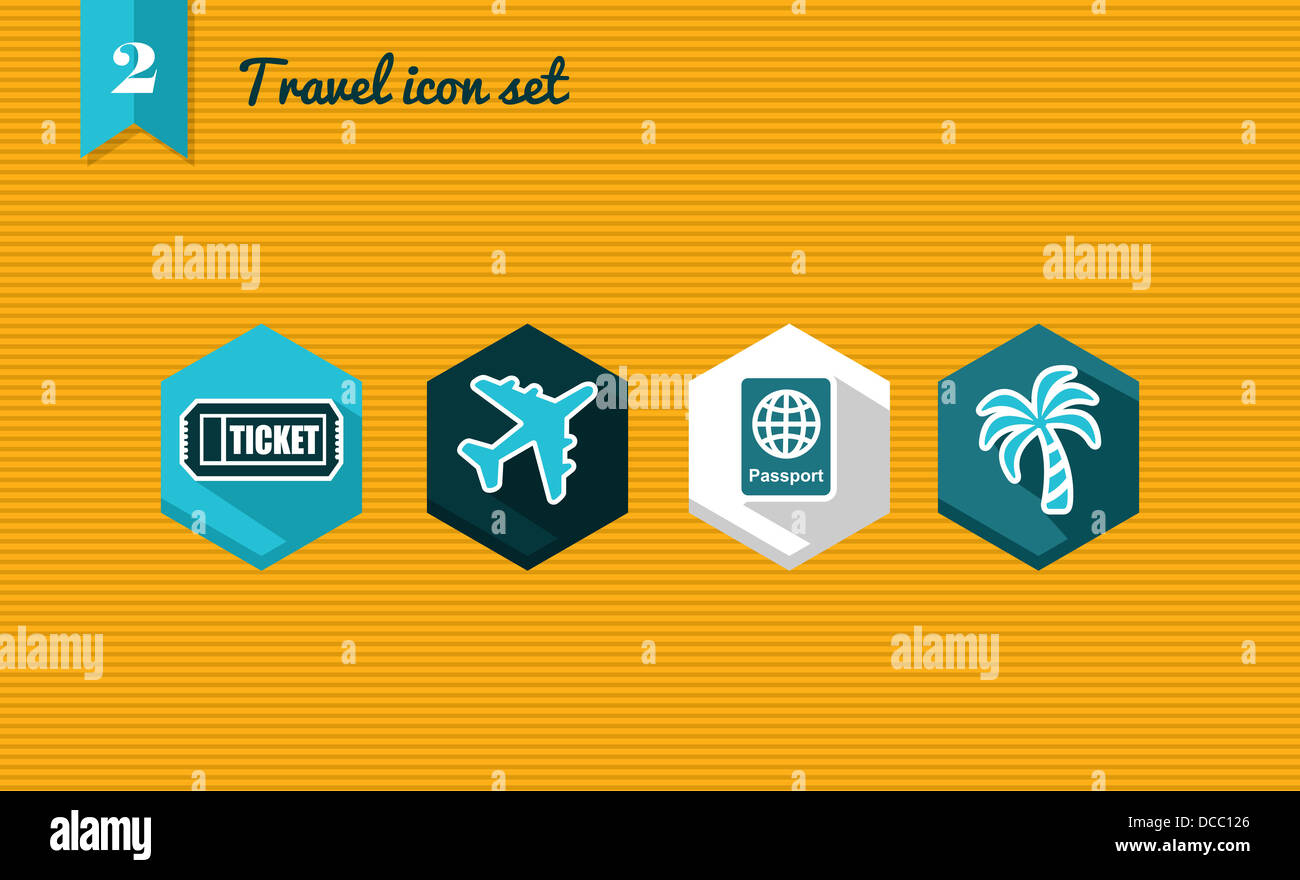 Travel flat icon set, vacations ticket reservation web app. Vector file ...