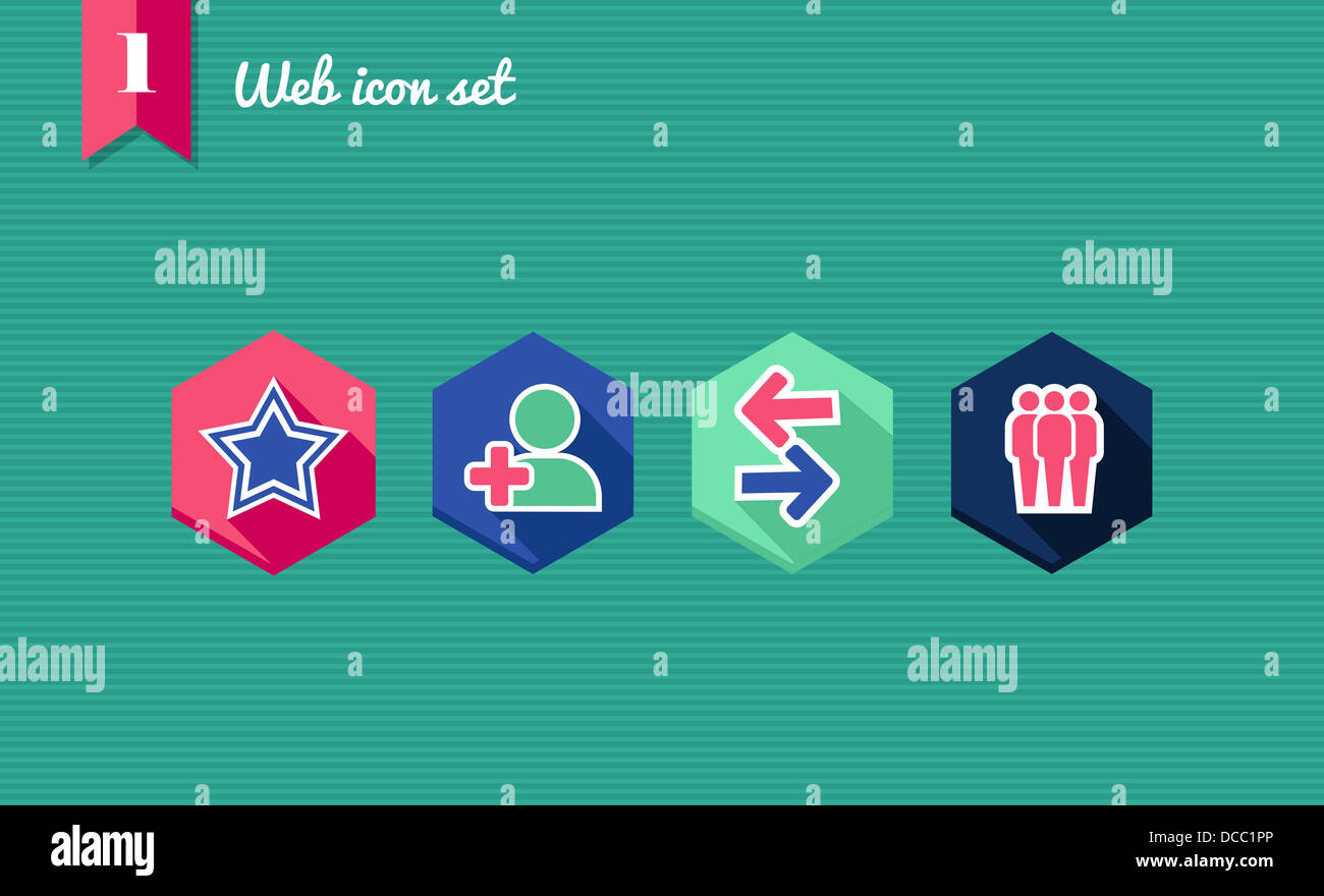 Web applications flat icon set, social network elements. Vector file ...
