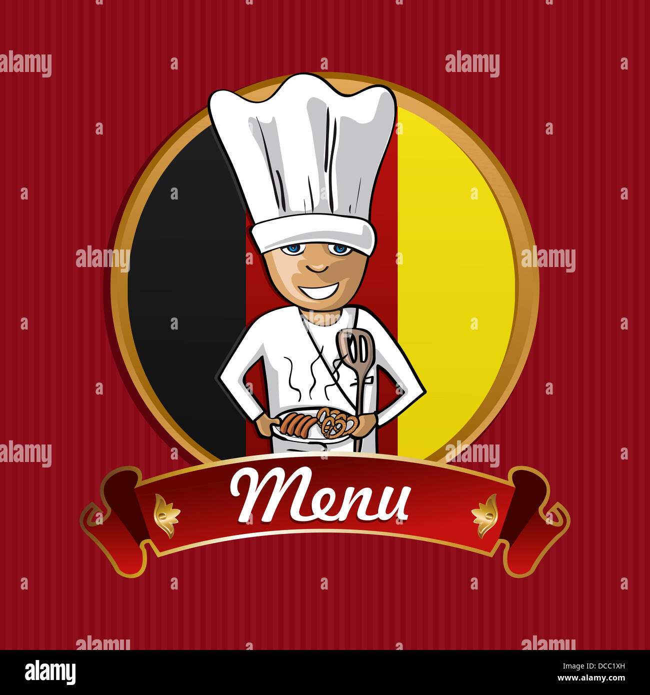 German cook typical food menu label over Germany flag background ...