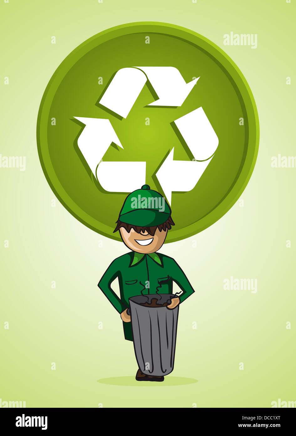 Green service garbage collector cartoon recycle icon. Vector file ...