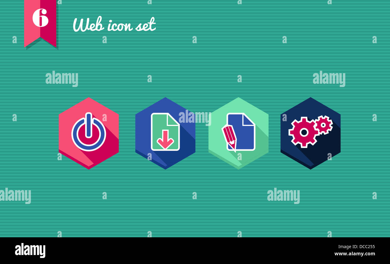 Web applications flat icon set, office files elements. Vector file ...