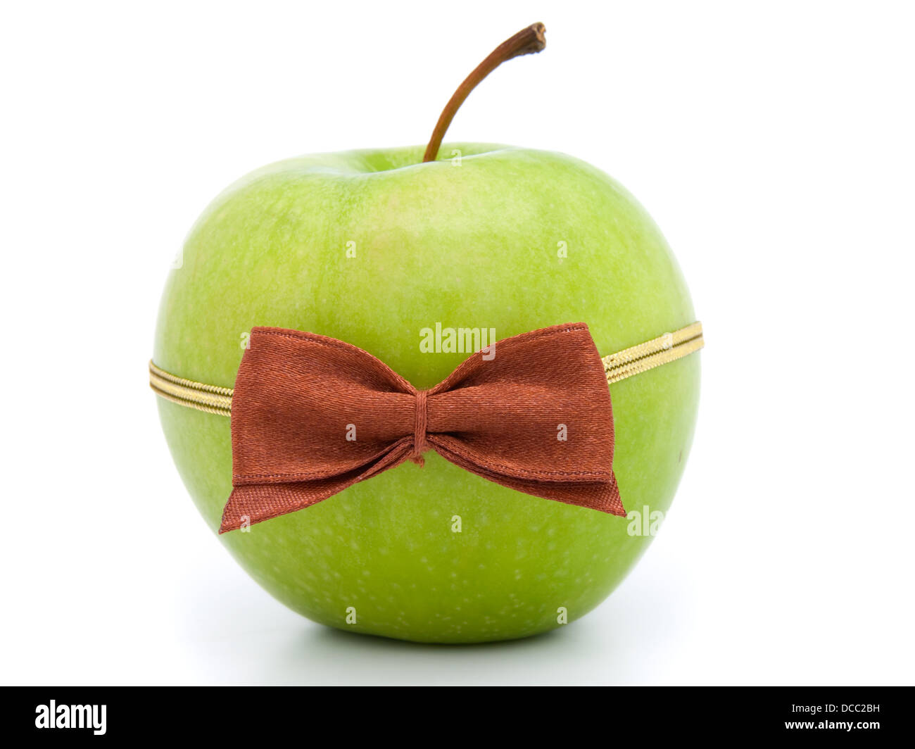 green apple with bow-tie Stock Photo - Alamy