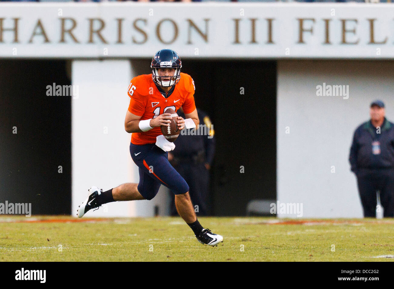 Virginia Cavaliers quarterback Michael Rocco (16) scrambles out of the ...