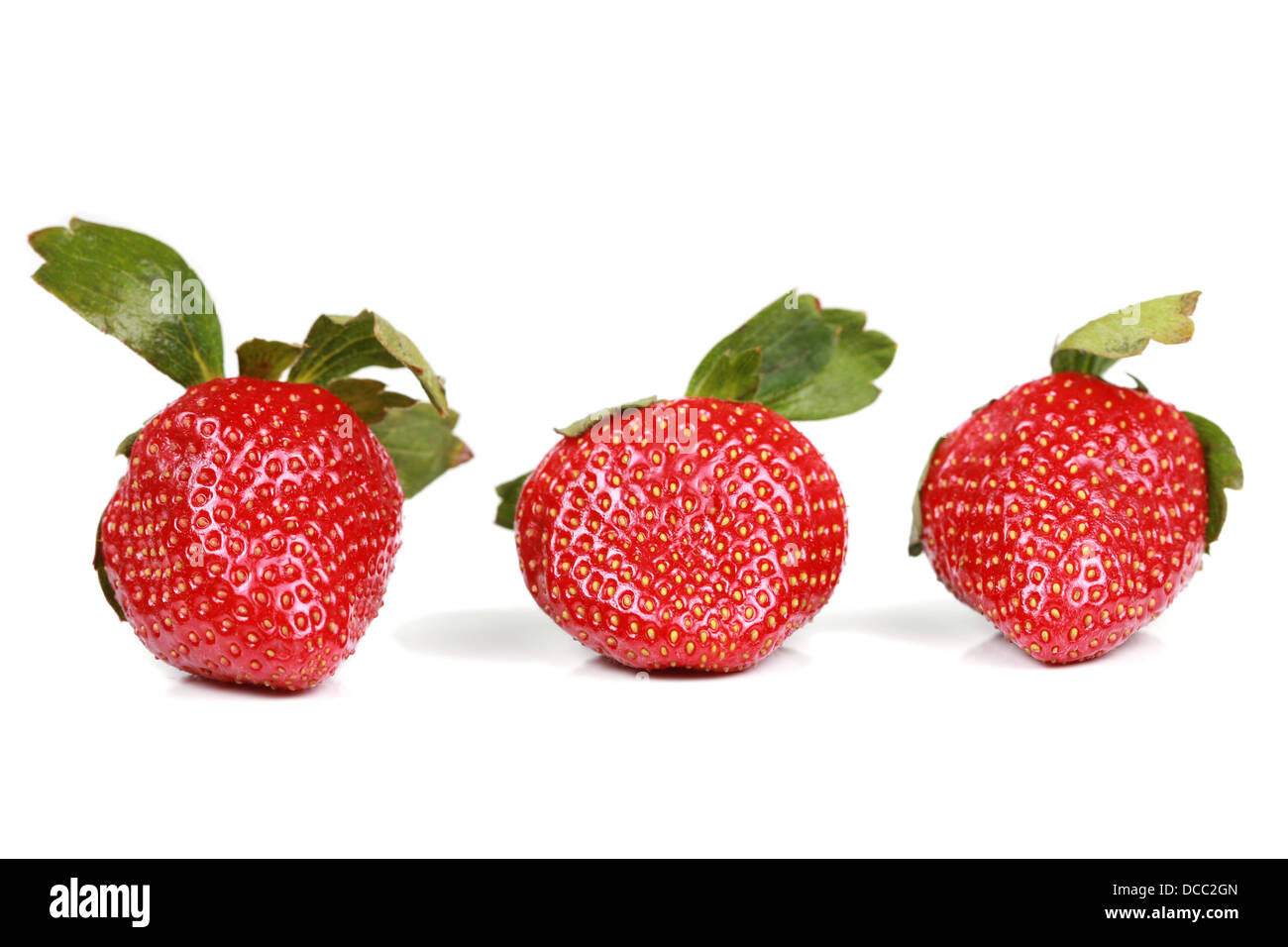 Three red strawberries Stock Photo - Alamy