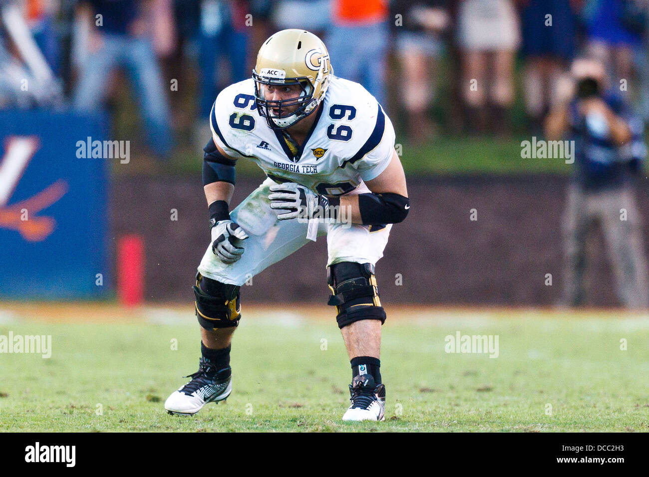Georgia Tech Yellow Jackets offensive linesman Tyler Kidney (69) lines ...