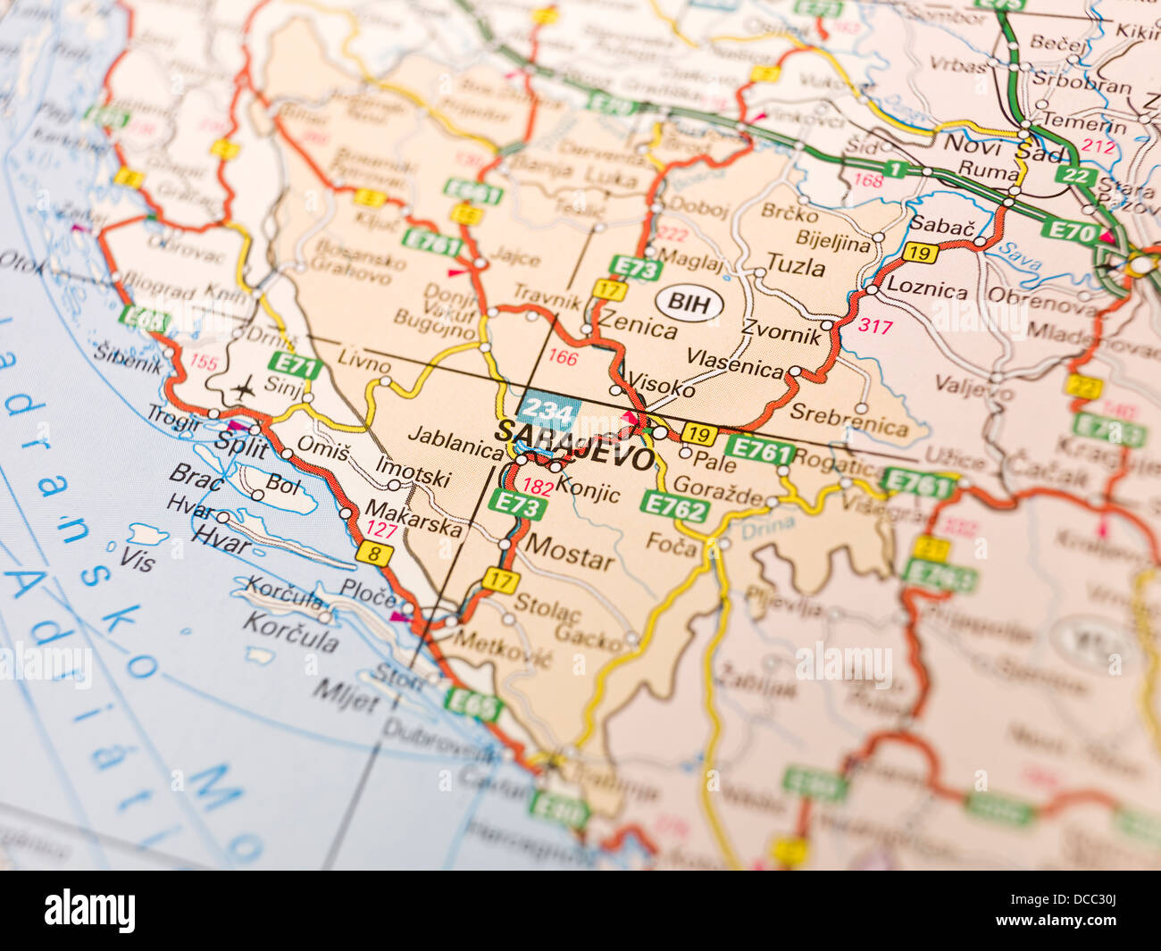 Map of Sarajevo Stock Photo - Alamy