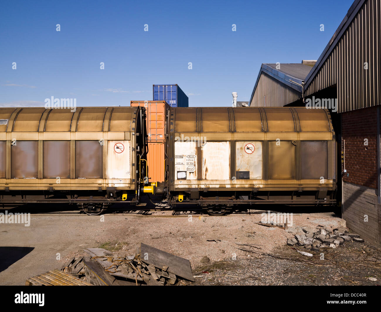 Worn Cargo Train Stock Photo - Alamy