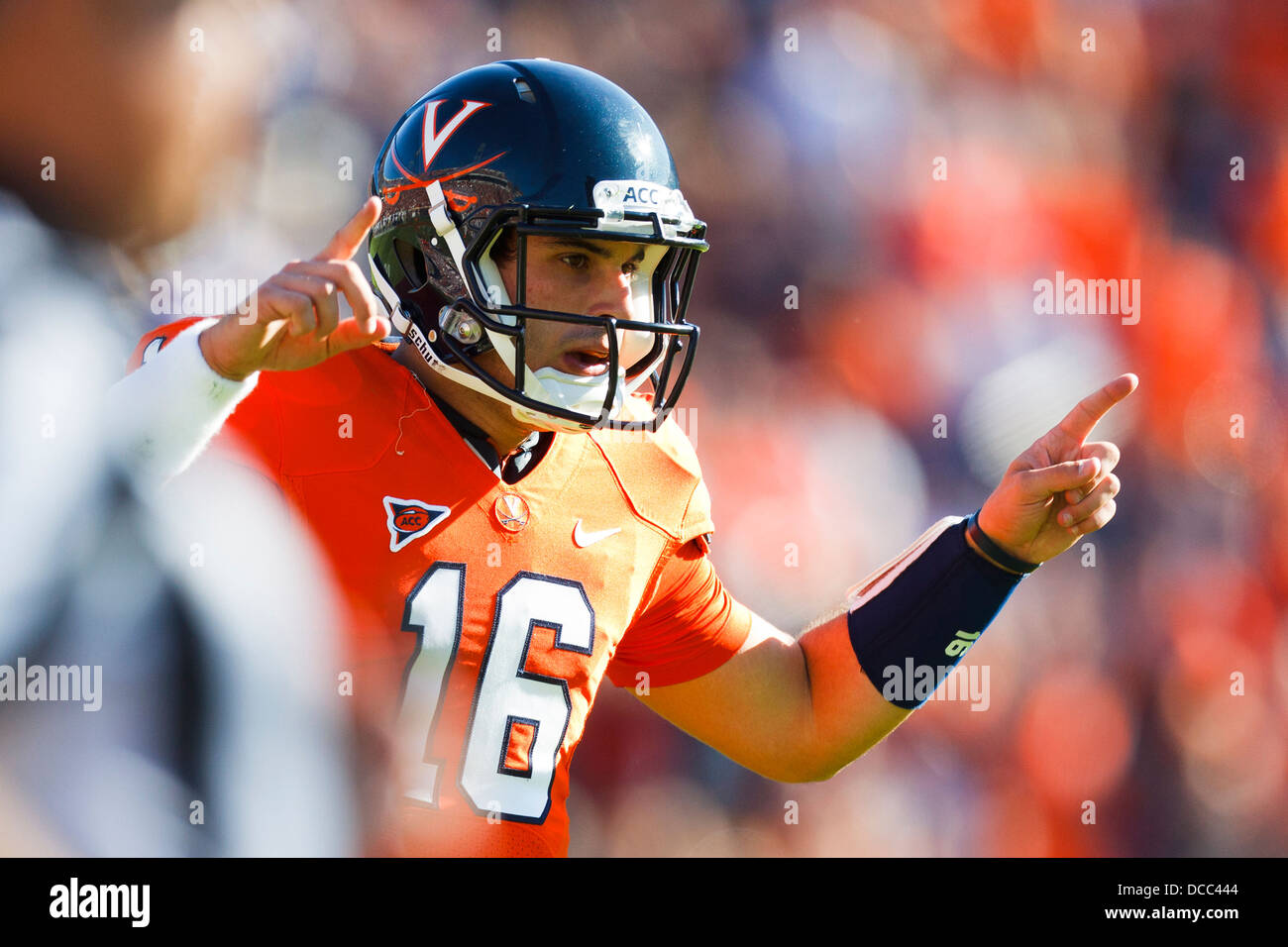 Virginia Cavaliers quarterback Michael Rocco (16) celebrates after a ...
