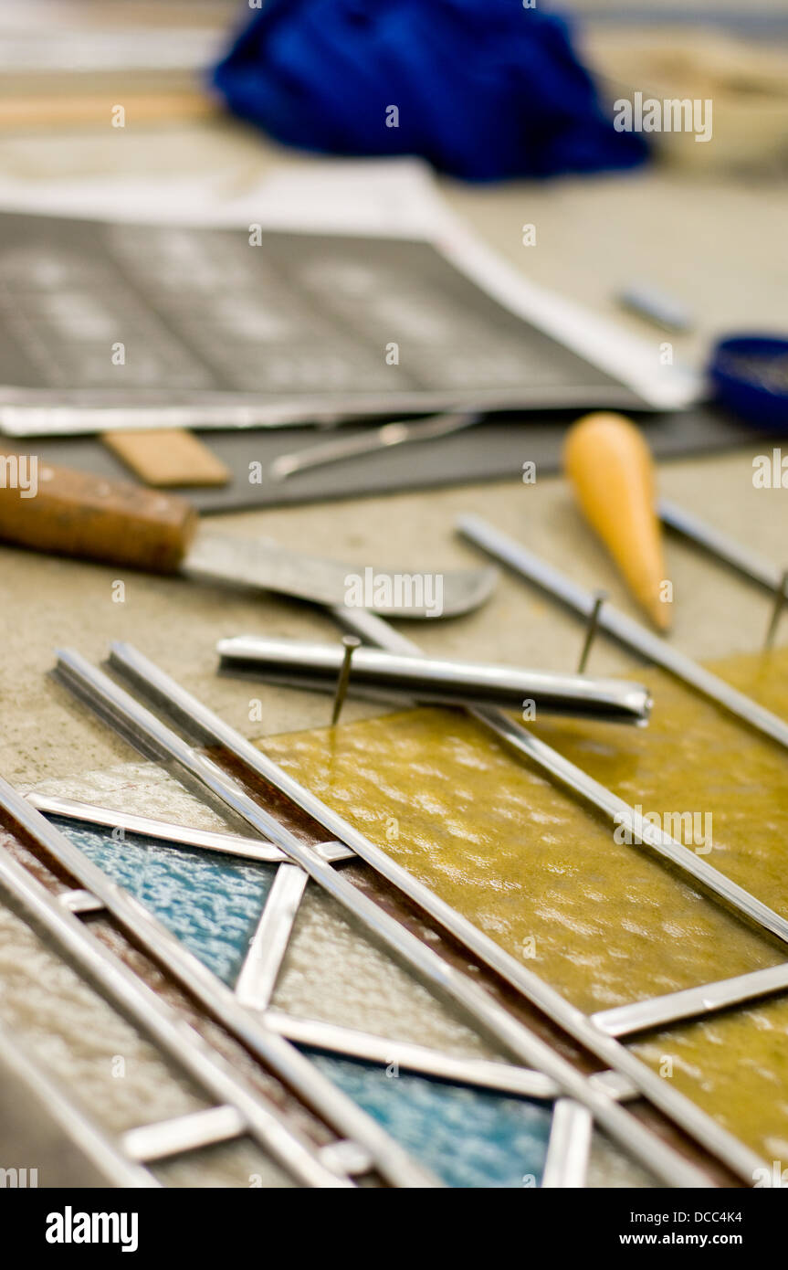 Making stained glass Stock Photo - Alamy