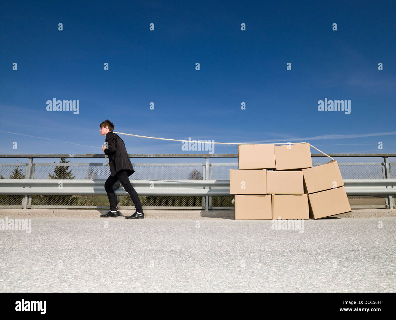 Man with Moving Boxes Stock Photo - Alamy