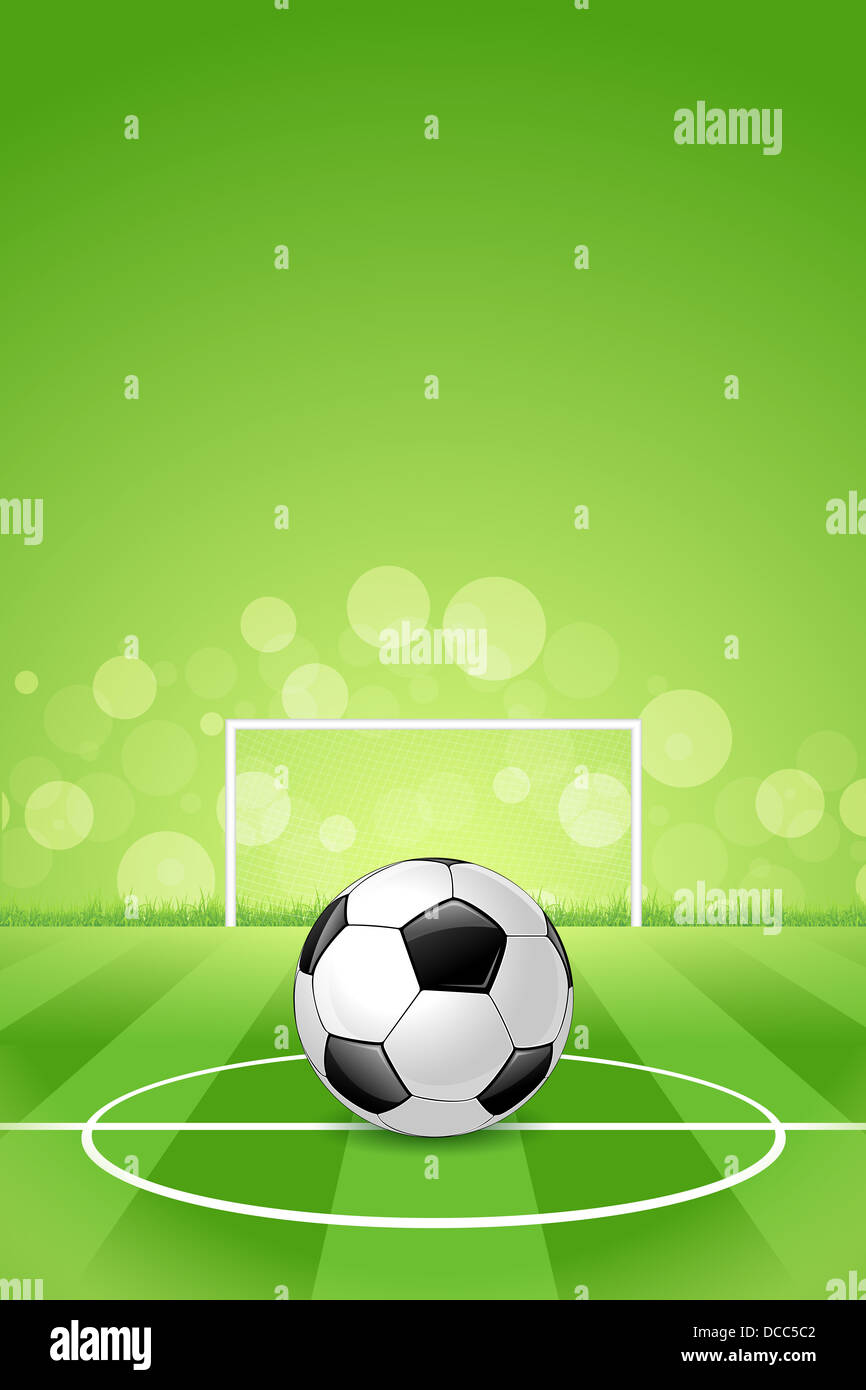 Soccer Ball on Green Background with Grass and Gridiron Stock Photo - Alamy