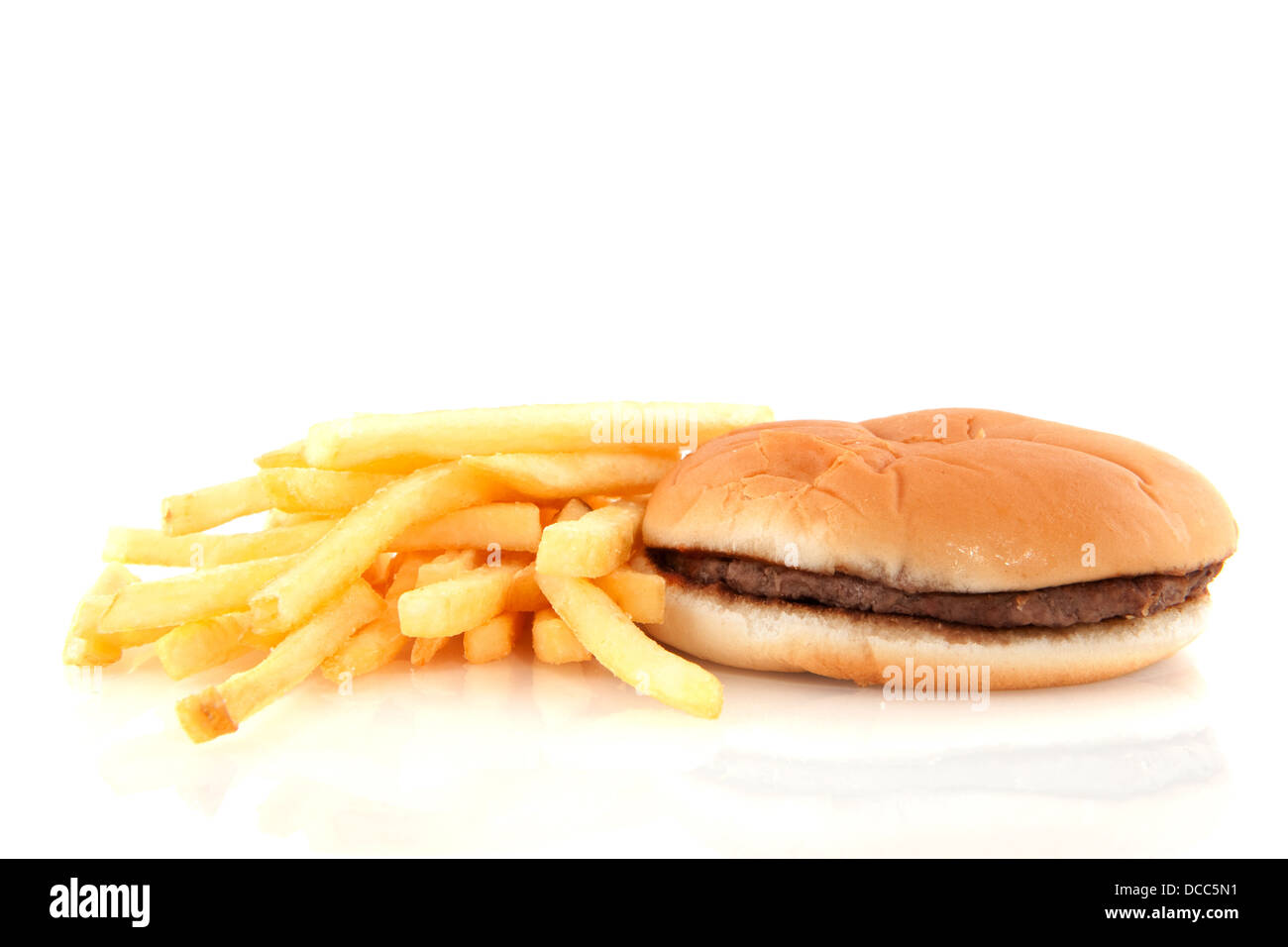 Fried frites and hamburger Stock Photo - Alamy