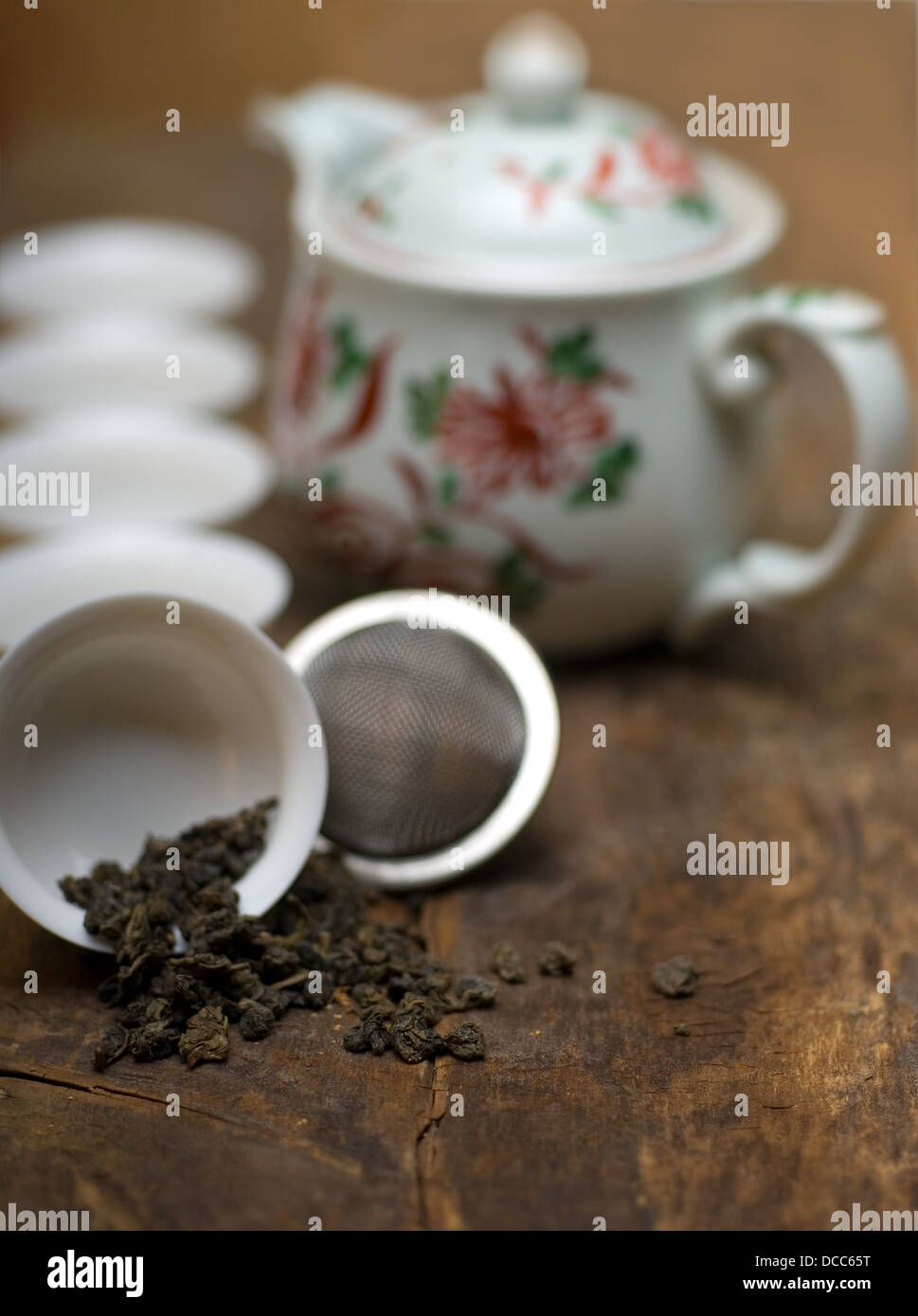 green chinese tea set Stock Photo - Alamy