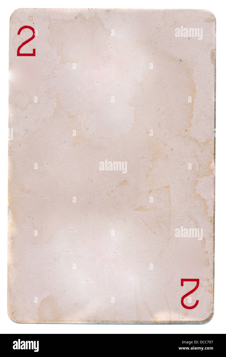 old playing card with number two background isolated on white Stock ...