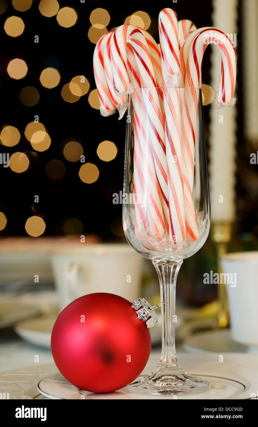 Candy canes and ornaments Stock Photo - Alamy