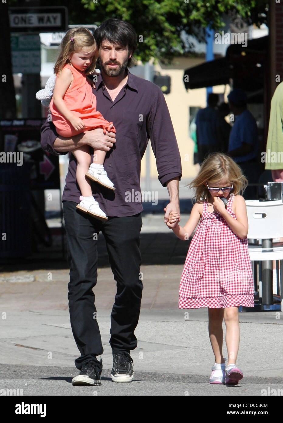 Ben Affleck and his daughters Violet and Seraphina Affleck are seen ...
