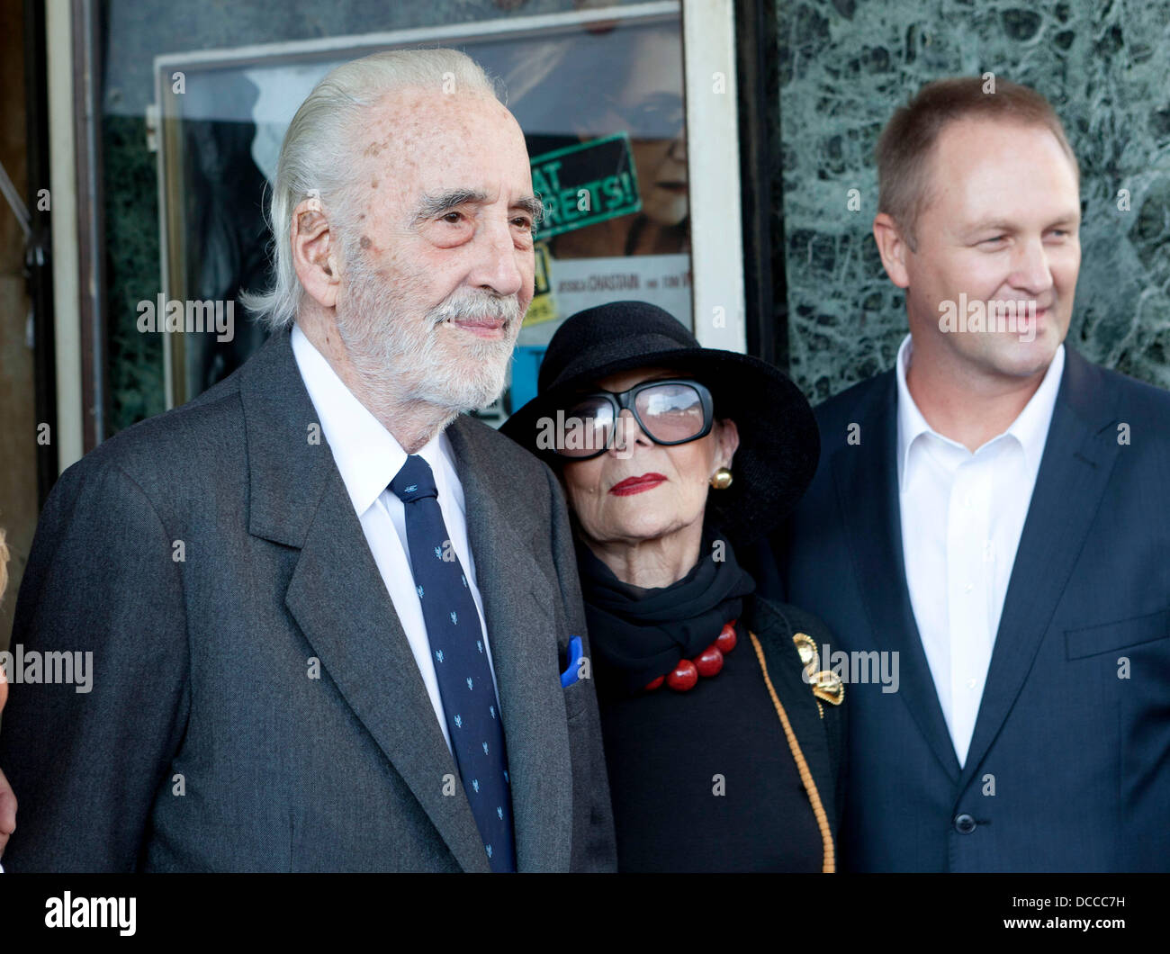 Sir Christopher Lee and his wife Birgit Kroencke outside Streit's ...