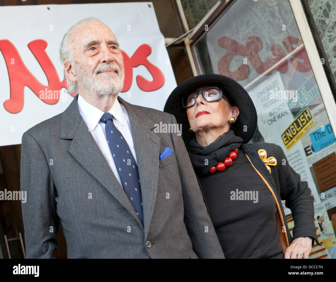 Sir Christopher Lee and his wife Birgit Kroencke outside Streit's ...