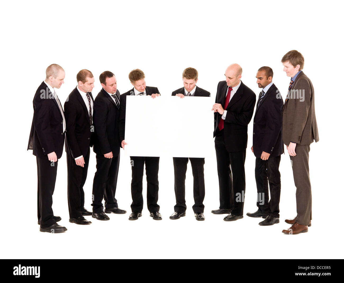Group of men with a clean sign Stock Photo - Alamy