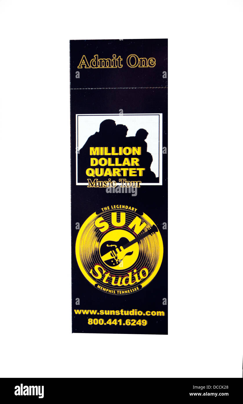 Entrance ticket for Sun Studios in Memphis Tennessee USA Stock Photo ...