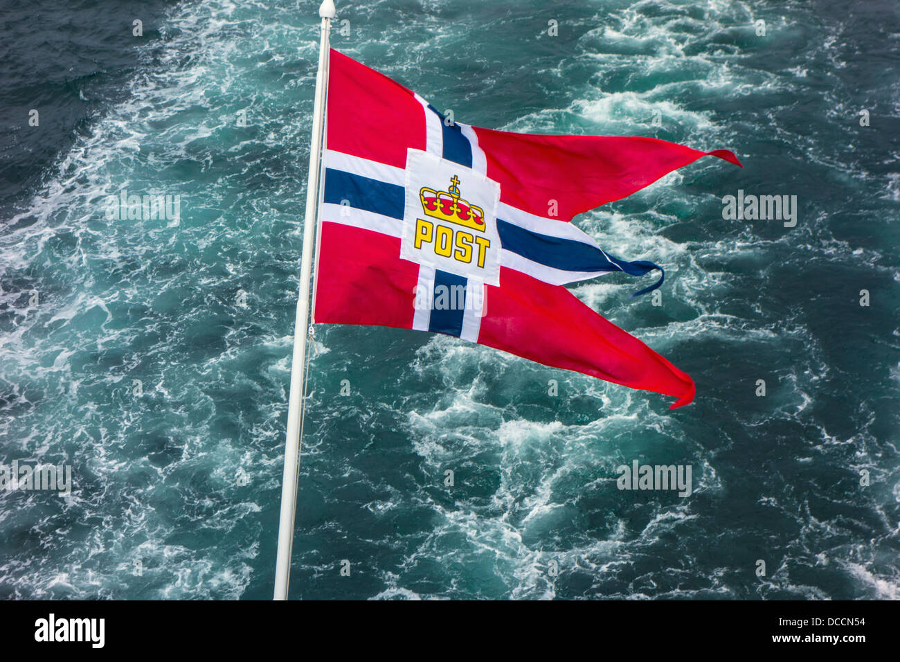 Norwegion Post Boat flag Stock Photo - Alamy