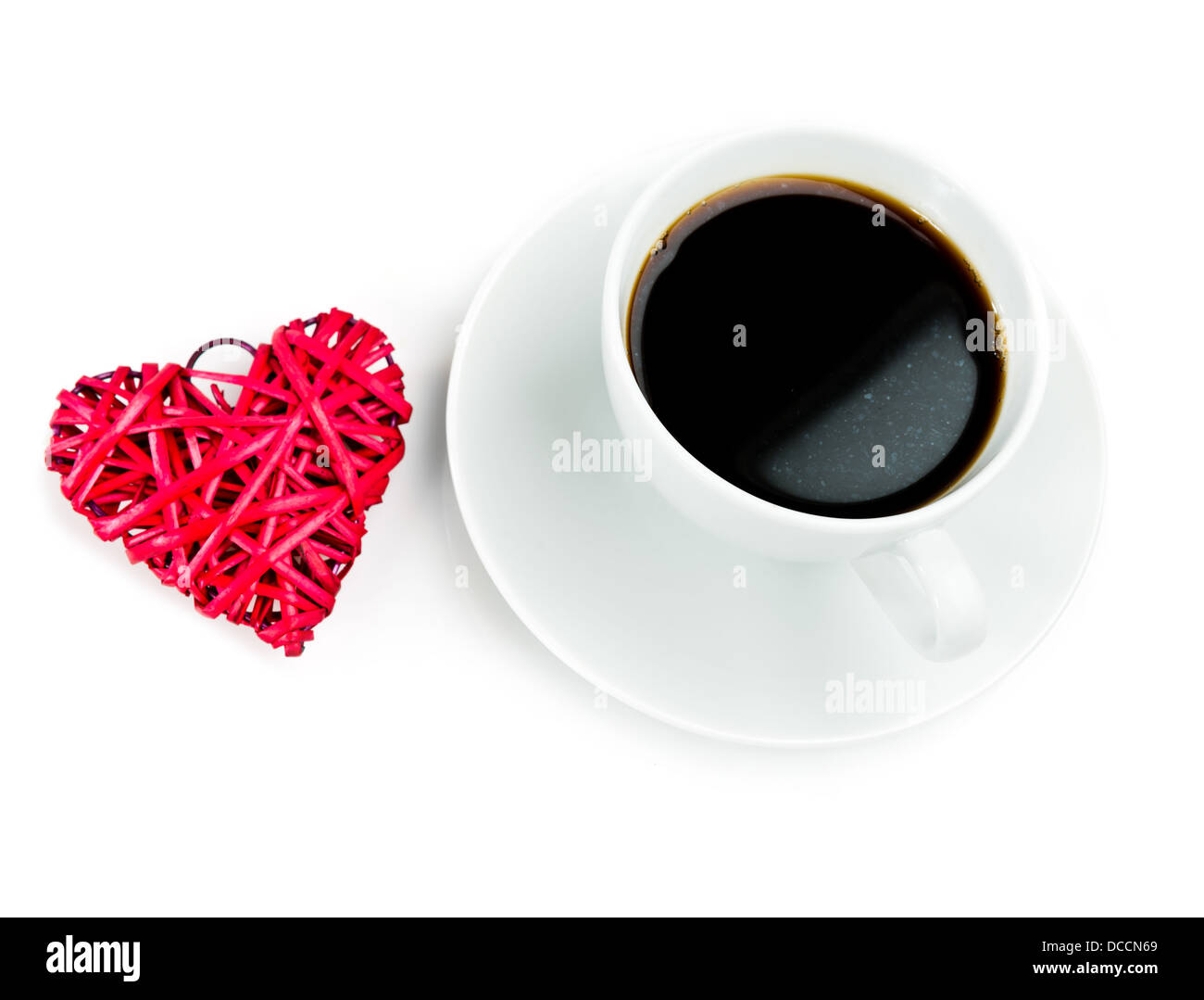 Red straw heart and cup of coffee Stock Photo - Alamy