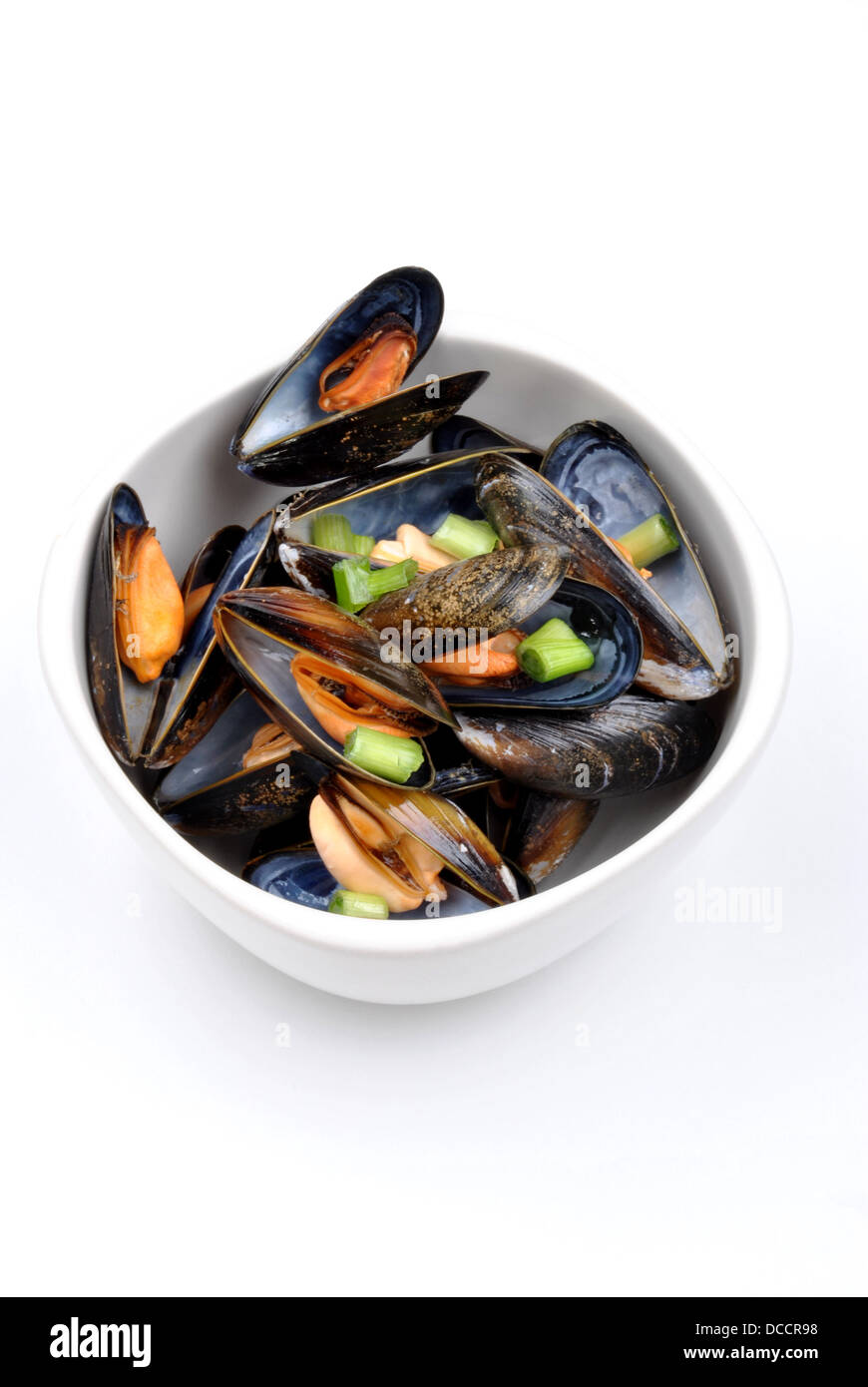 cooked and opened organic mussel ready to eat Stock Photo - Alamy