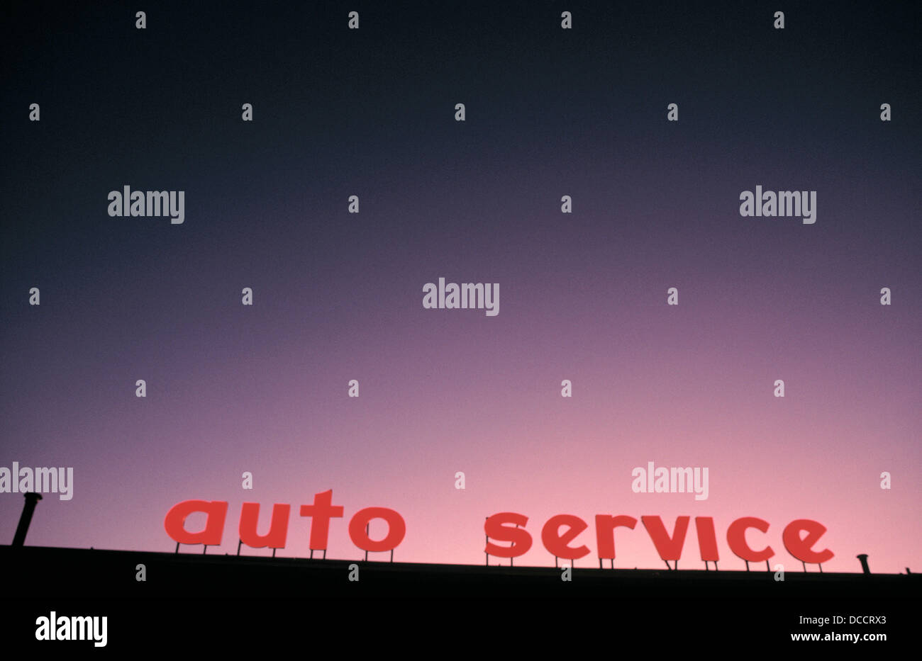 Auto Service sign at dawn/dusk Stock Photo - Alamy