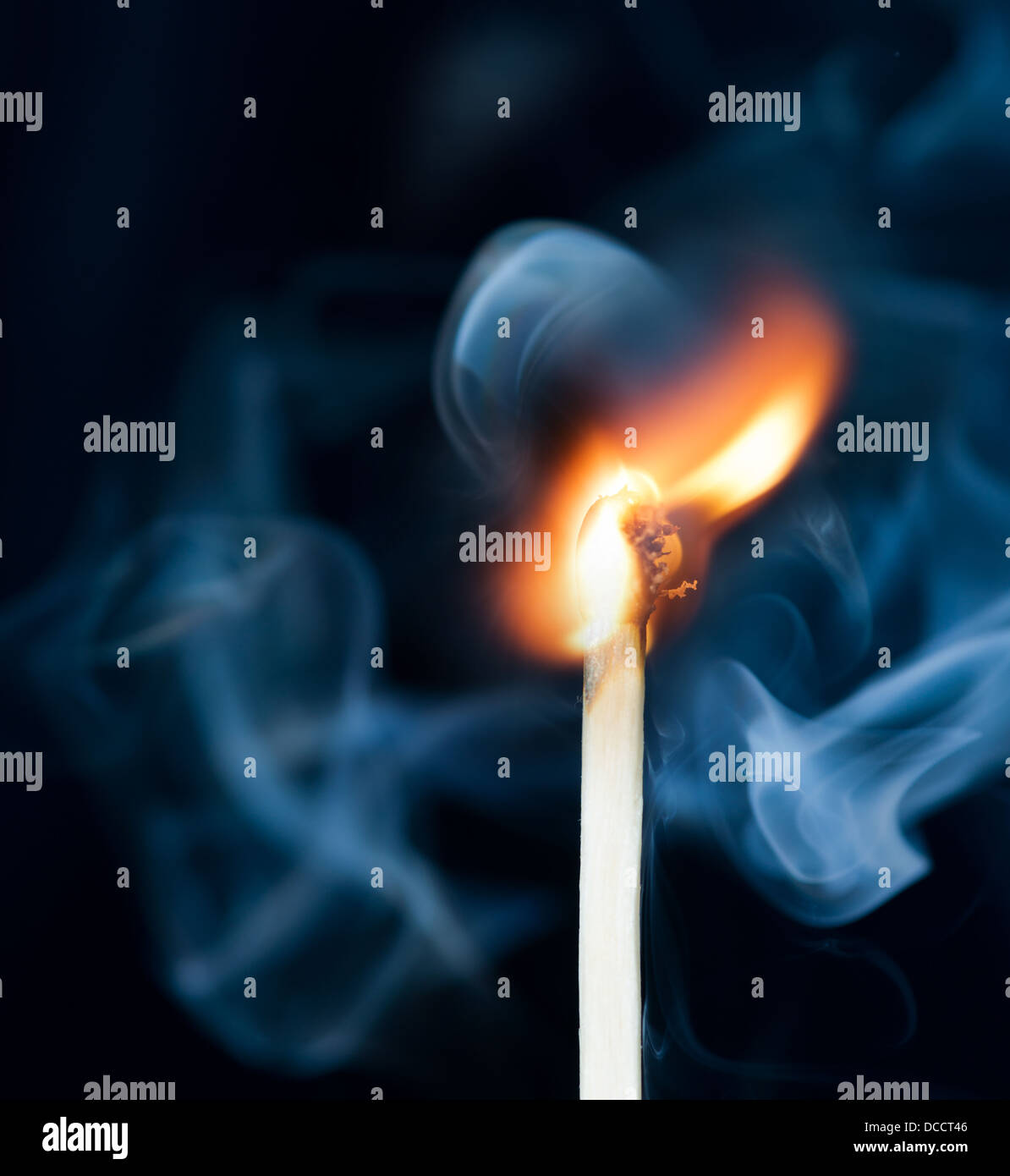 Ignition of match with smoke, isolated on black background Stock Photo ...