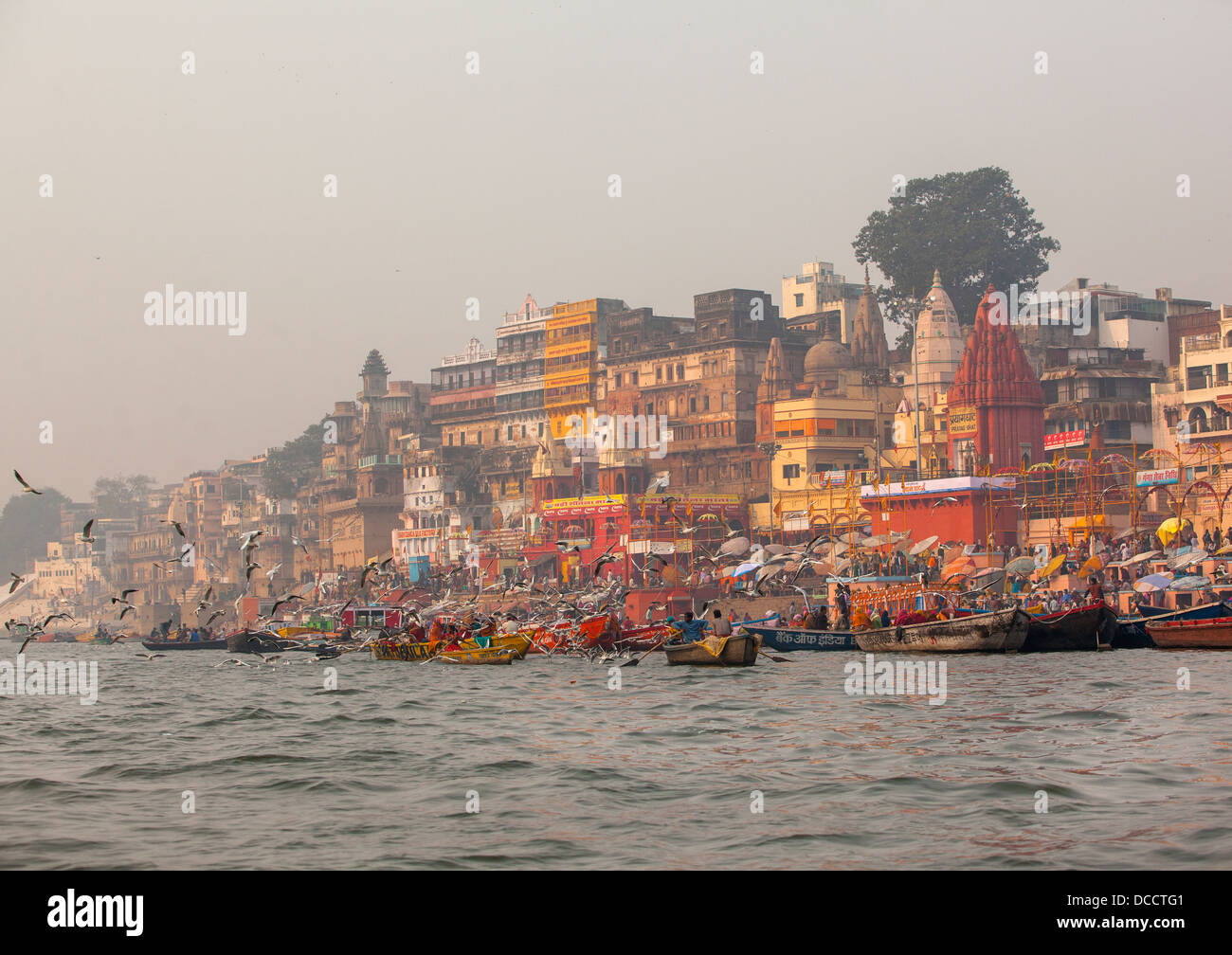 Panorama Of The Ghats On Ganges River, Varanasi, India Stock Photo - Alamy