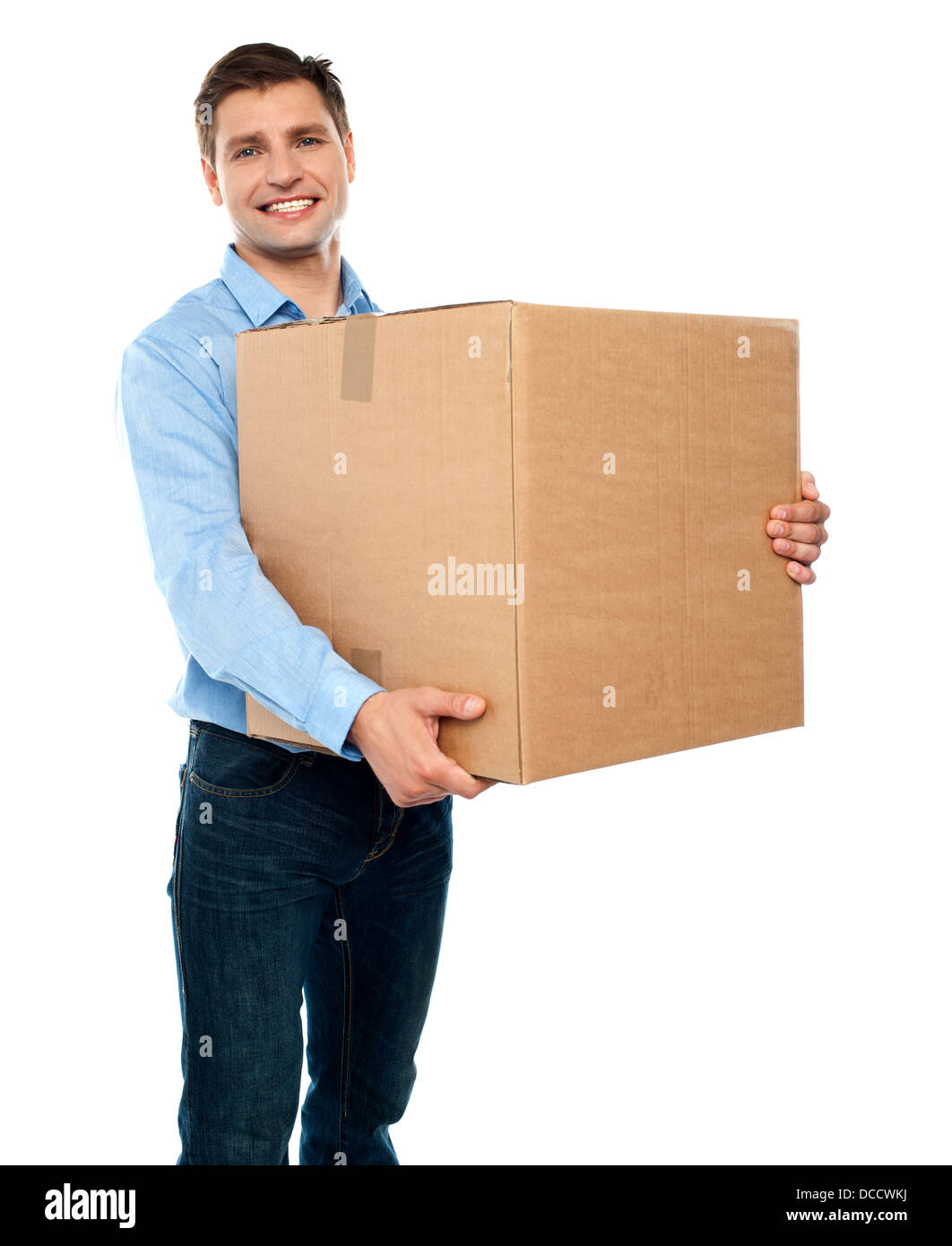 Office person holding package Cut Out Stock Images & Pictures - Alamy