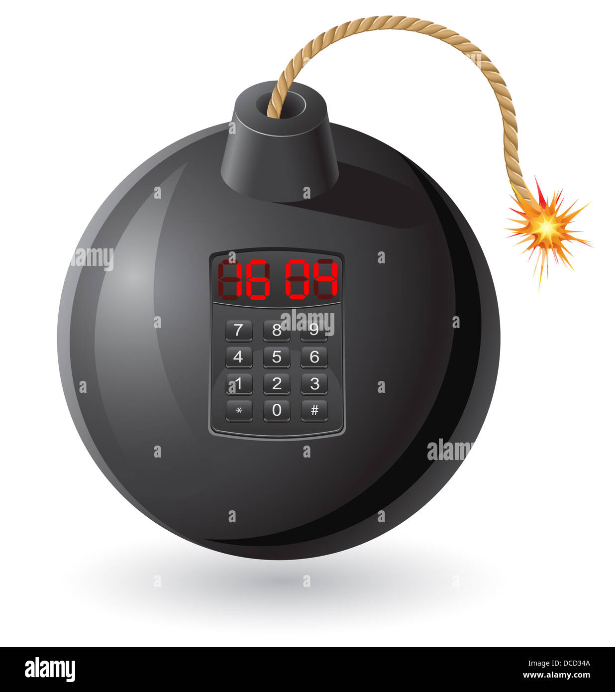 black bomb with a burning fuse and clockwork illustration isolated on ...