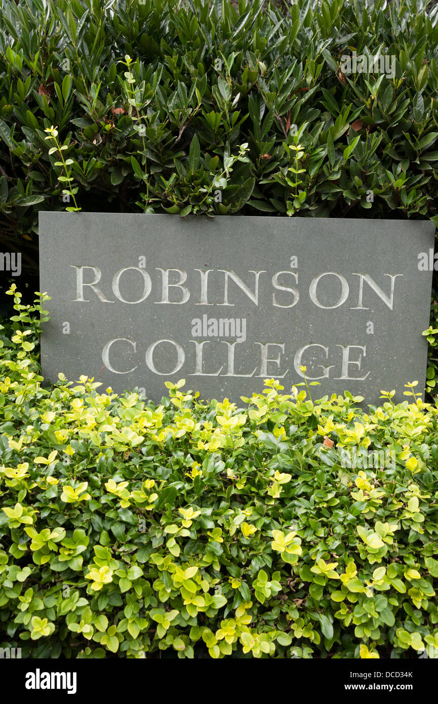 The sign at Robinson College University of Cambridge UK Stock Photo - Alamy