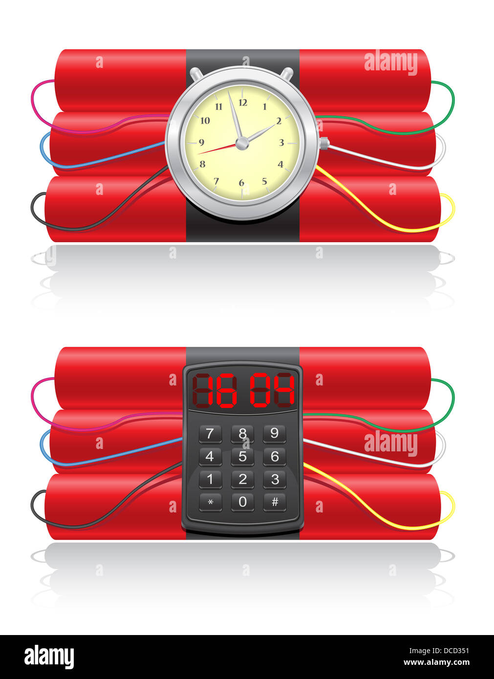 explosive dynamite and clockwork illustration isolated on white ...