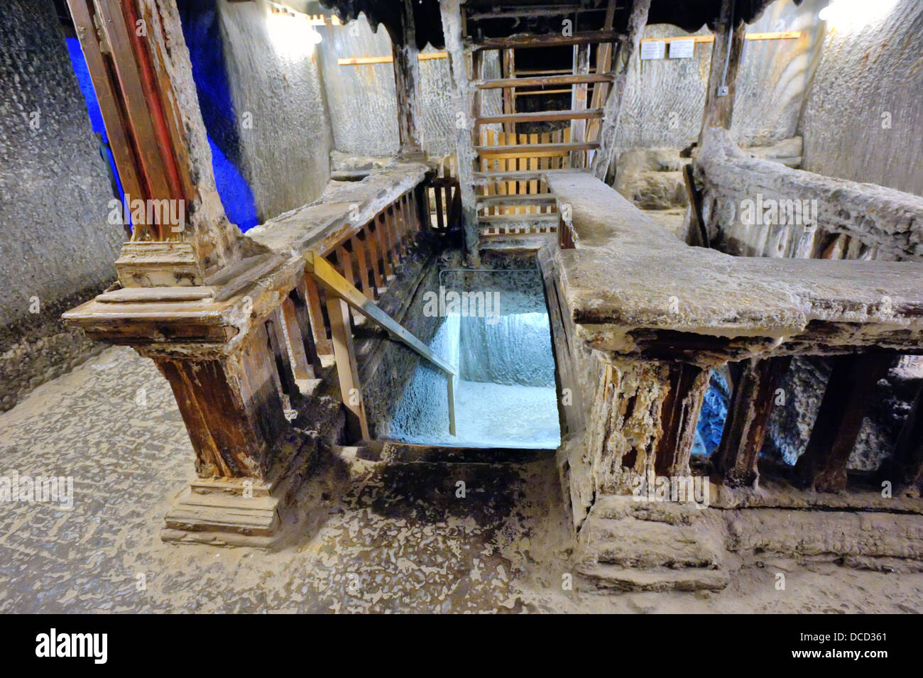 inside of old salt mine and stairs Stock Photo - Alamy