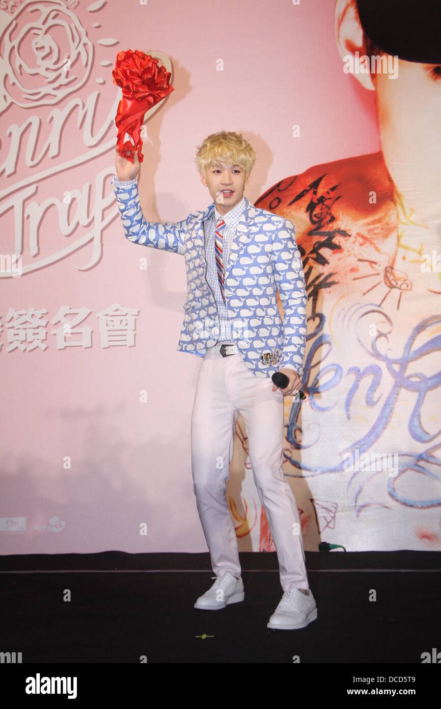 Taipei, Taiwan. 13th Aug, 2013. Member of SJ-M, Korean singer HENRY ...