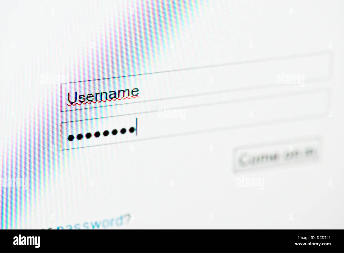 login. Blue computer screen macro Stock Photo - Alamy