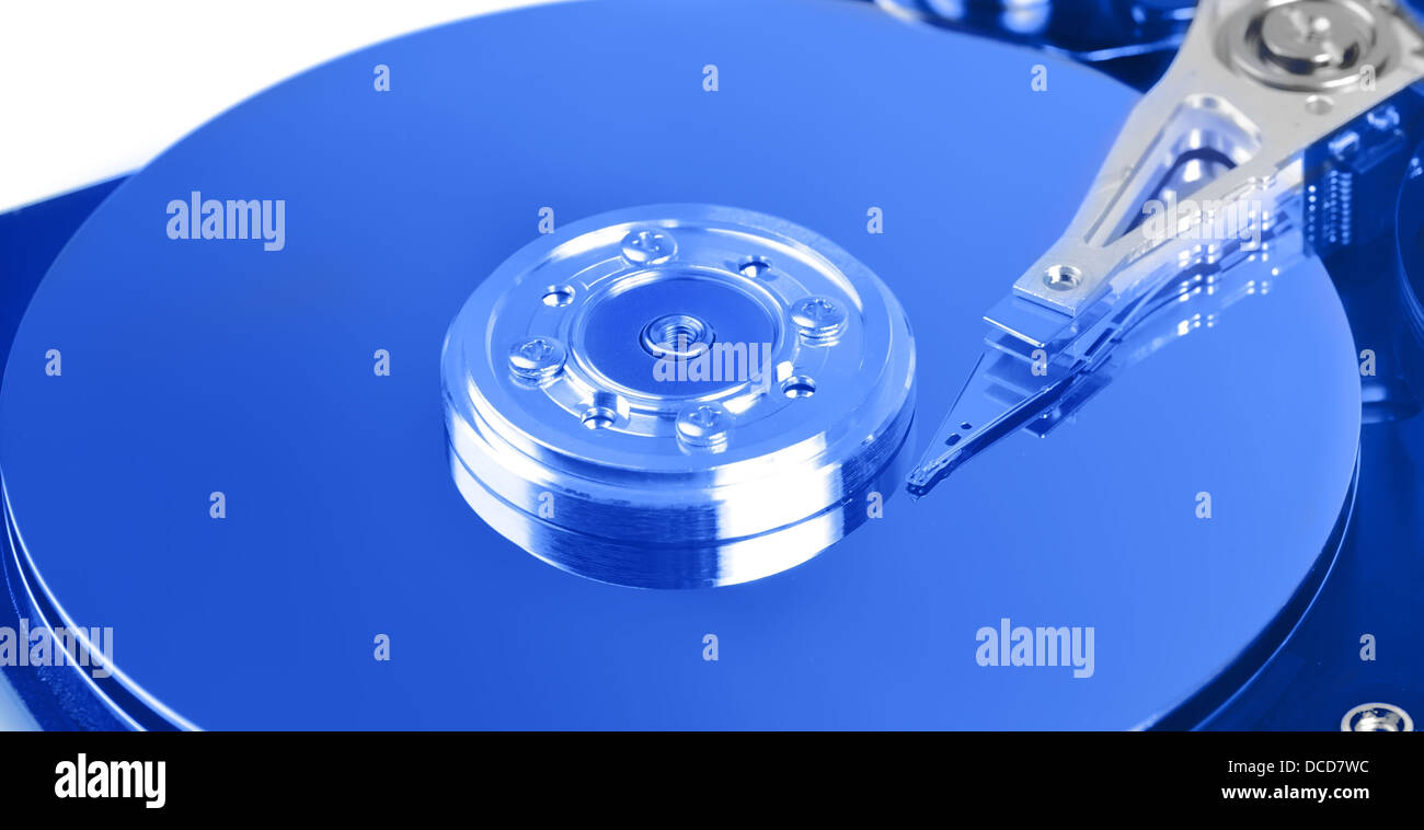 Hard disk drive. Blue toned Stock Photo - Alamy