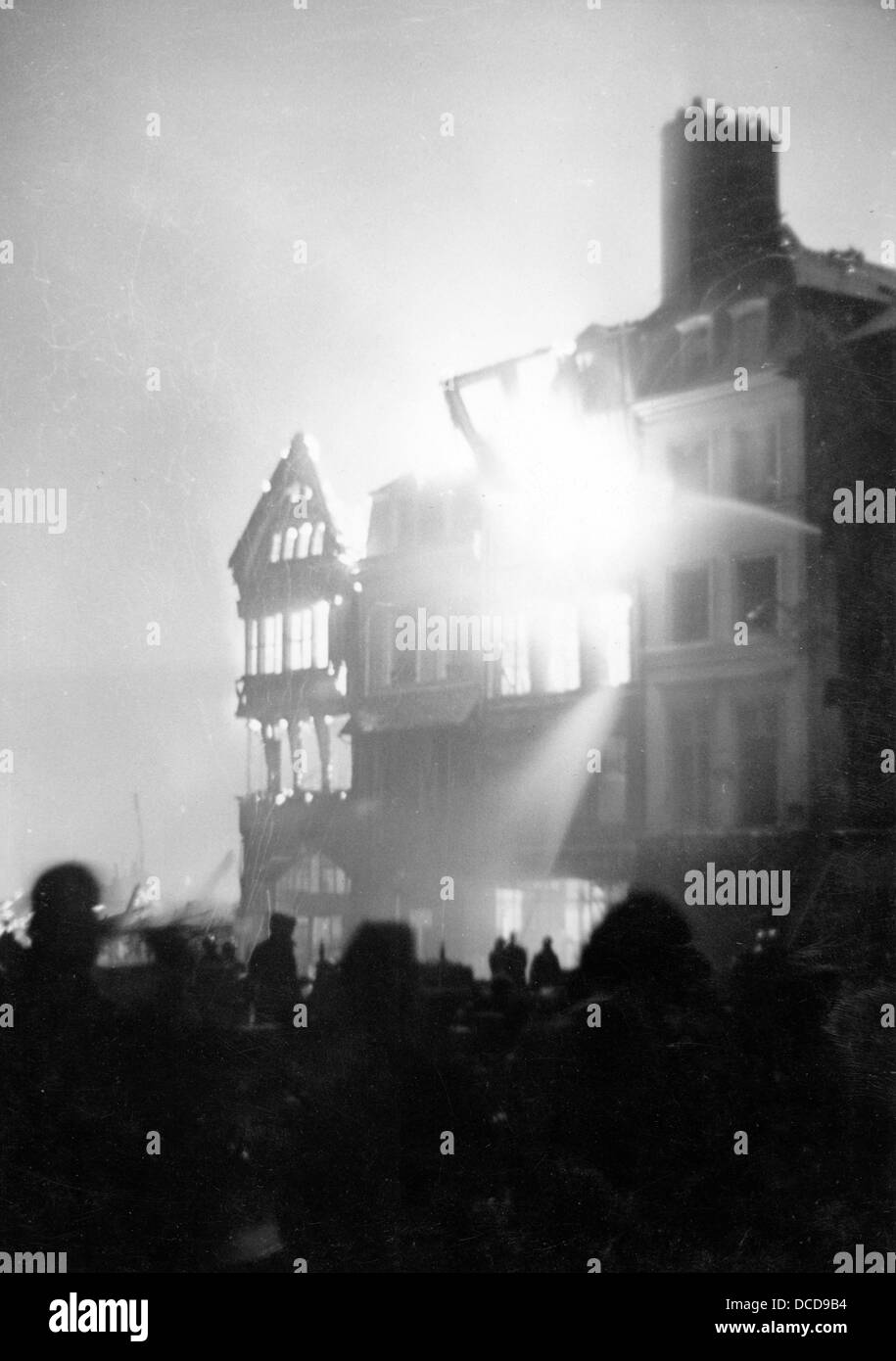 The image from the Nazi Propaganda! shows a burning building in Rouen ...