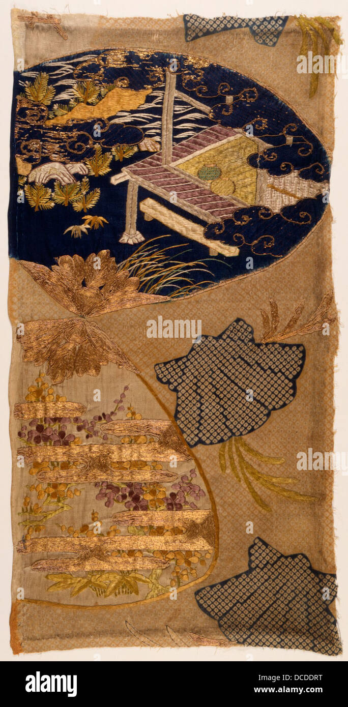Kosode Fragment with Decorated Shells M.39.2.288 (1 of 2 Stock Photo ...