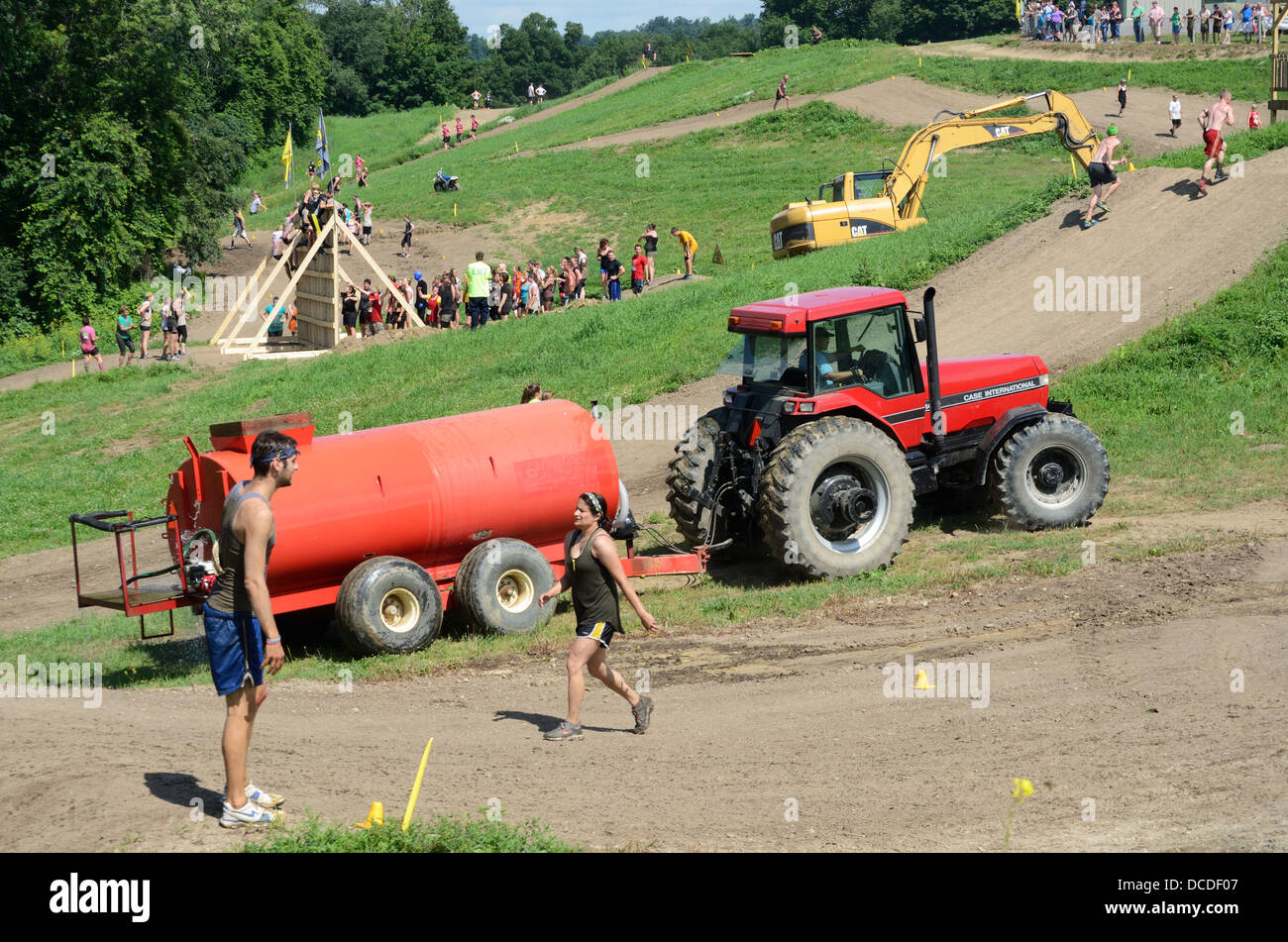 Obstacle course in "The 5k Mud Factor" in Pavilion NY Stock Photo - Alamy