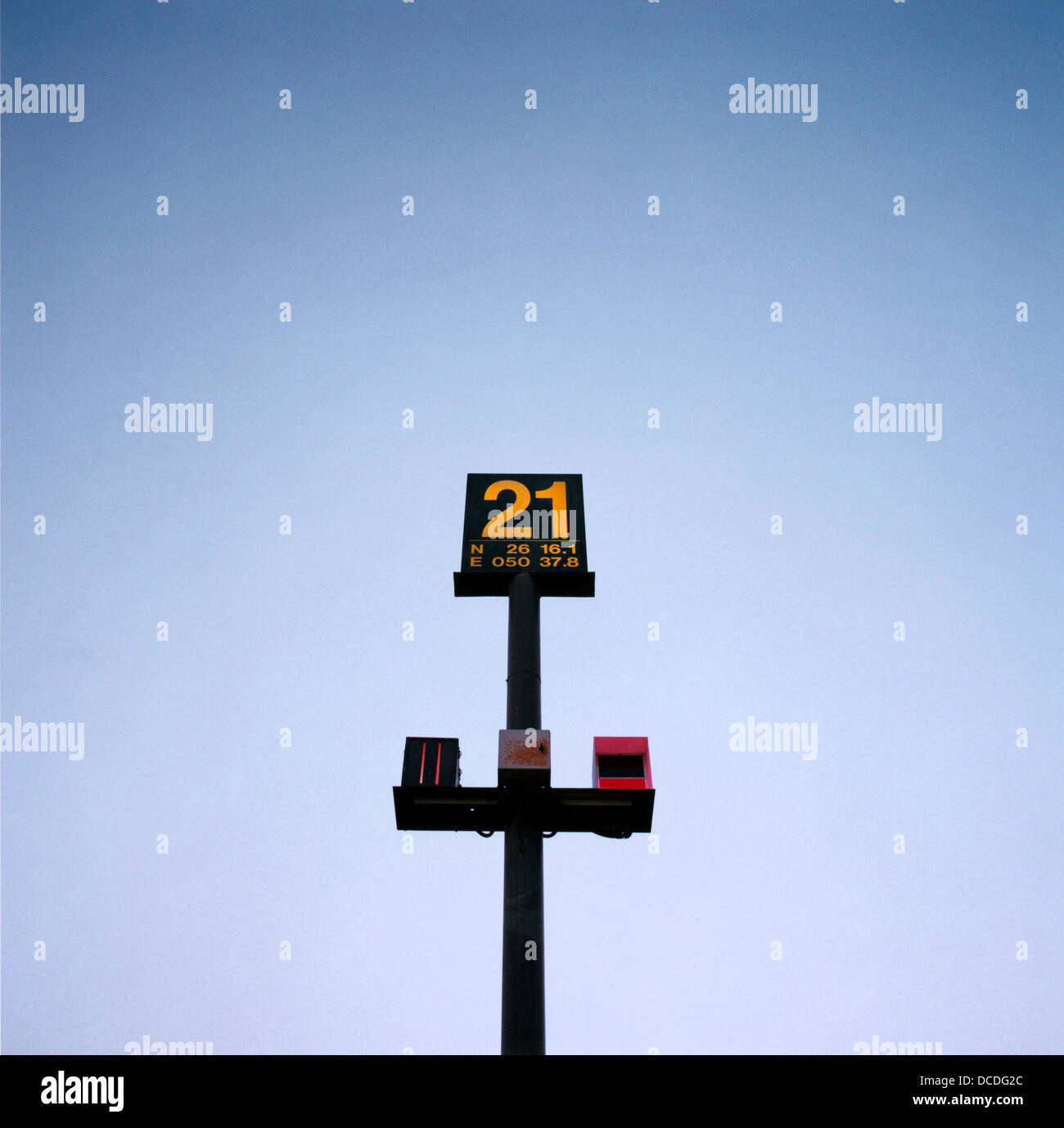 An navigational sign for the benefit of airline pilots showing inflight ...