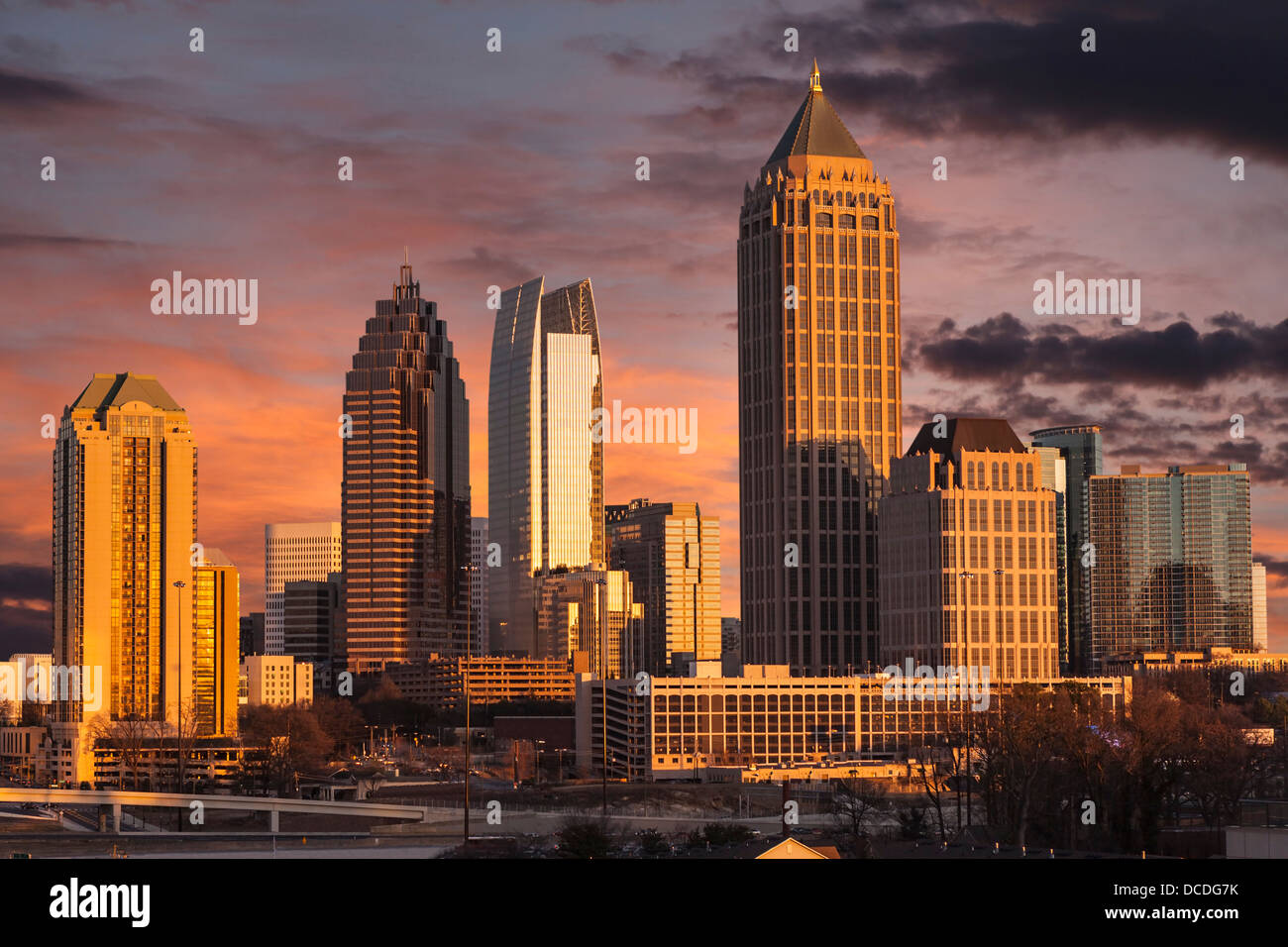 Atlanta Georgia skyline with sunset dusk sky Stock Photo - Alamy