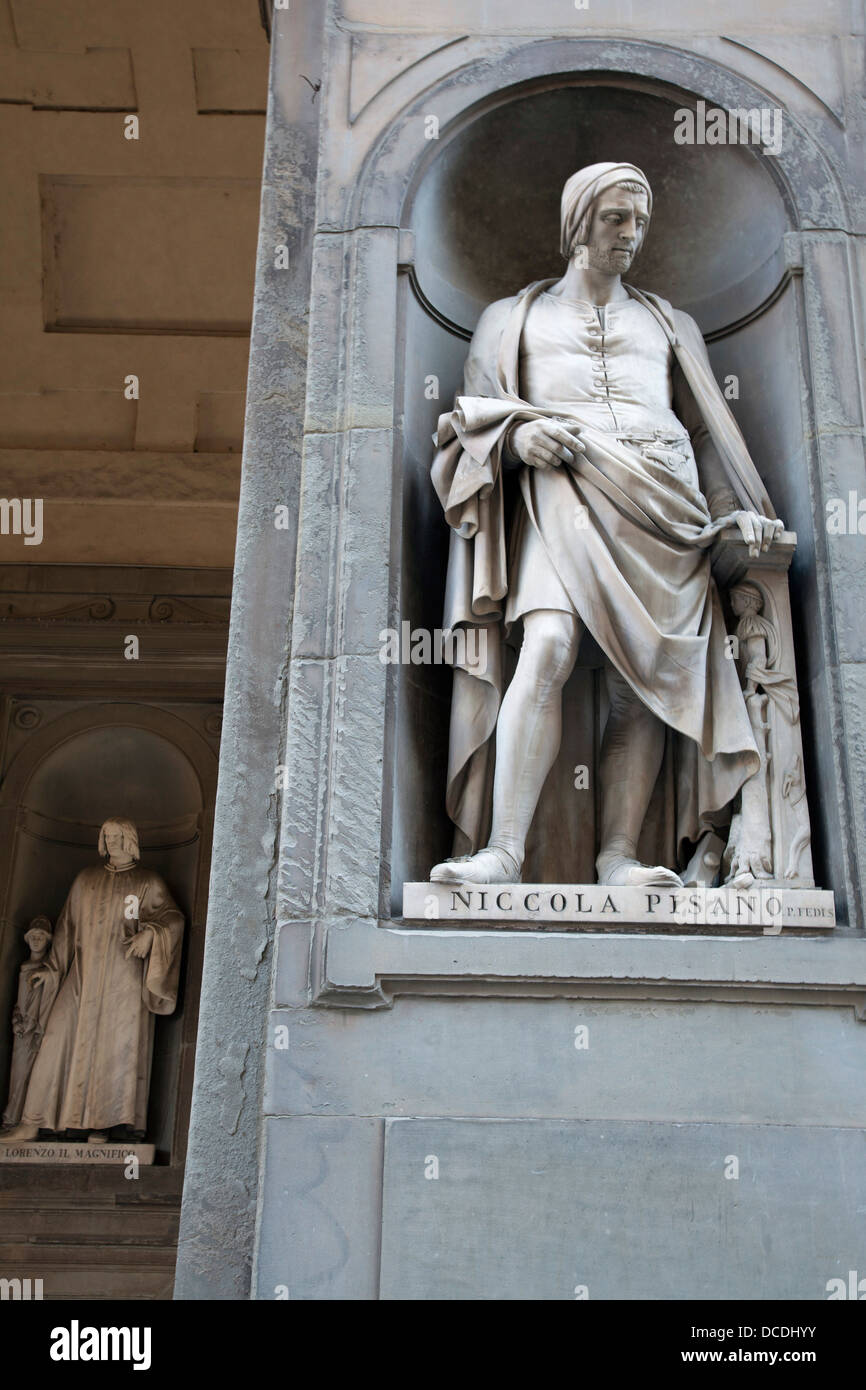 Statue of Pisano in the Piazza degla Uffizi in Florence, Italy Stock ...